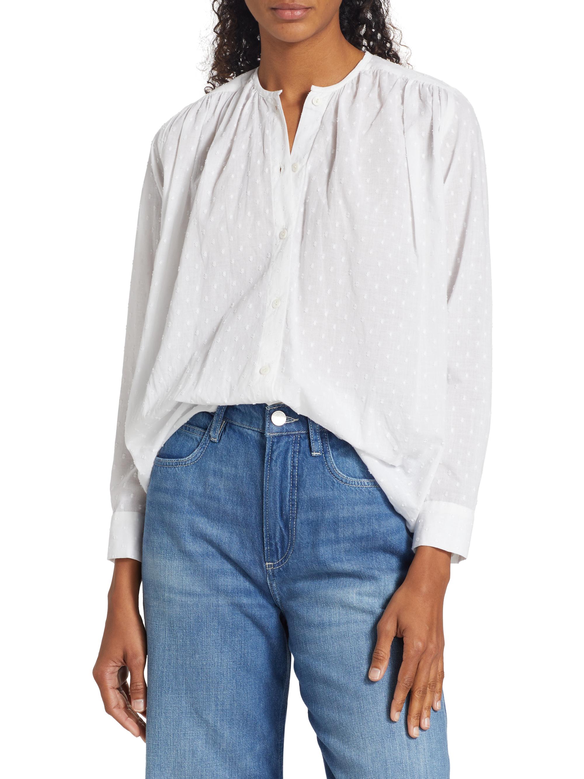 Shop Mille Florian Swiss-Dot Blouse | Saks Fifth Avenue