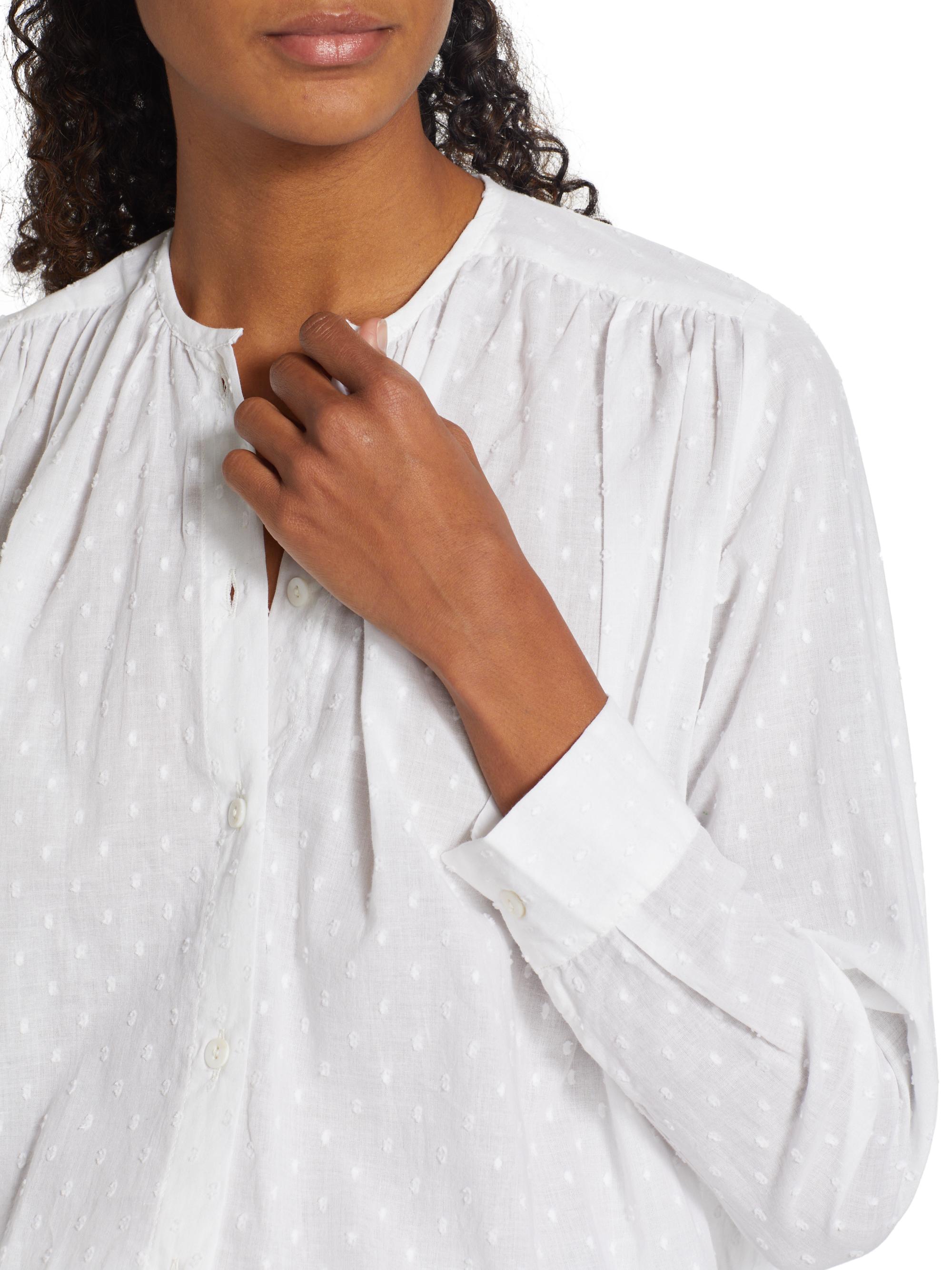 Shop Mille Florian Swiss-Dot Blouse | Saks Fifth Avenue