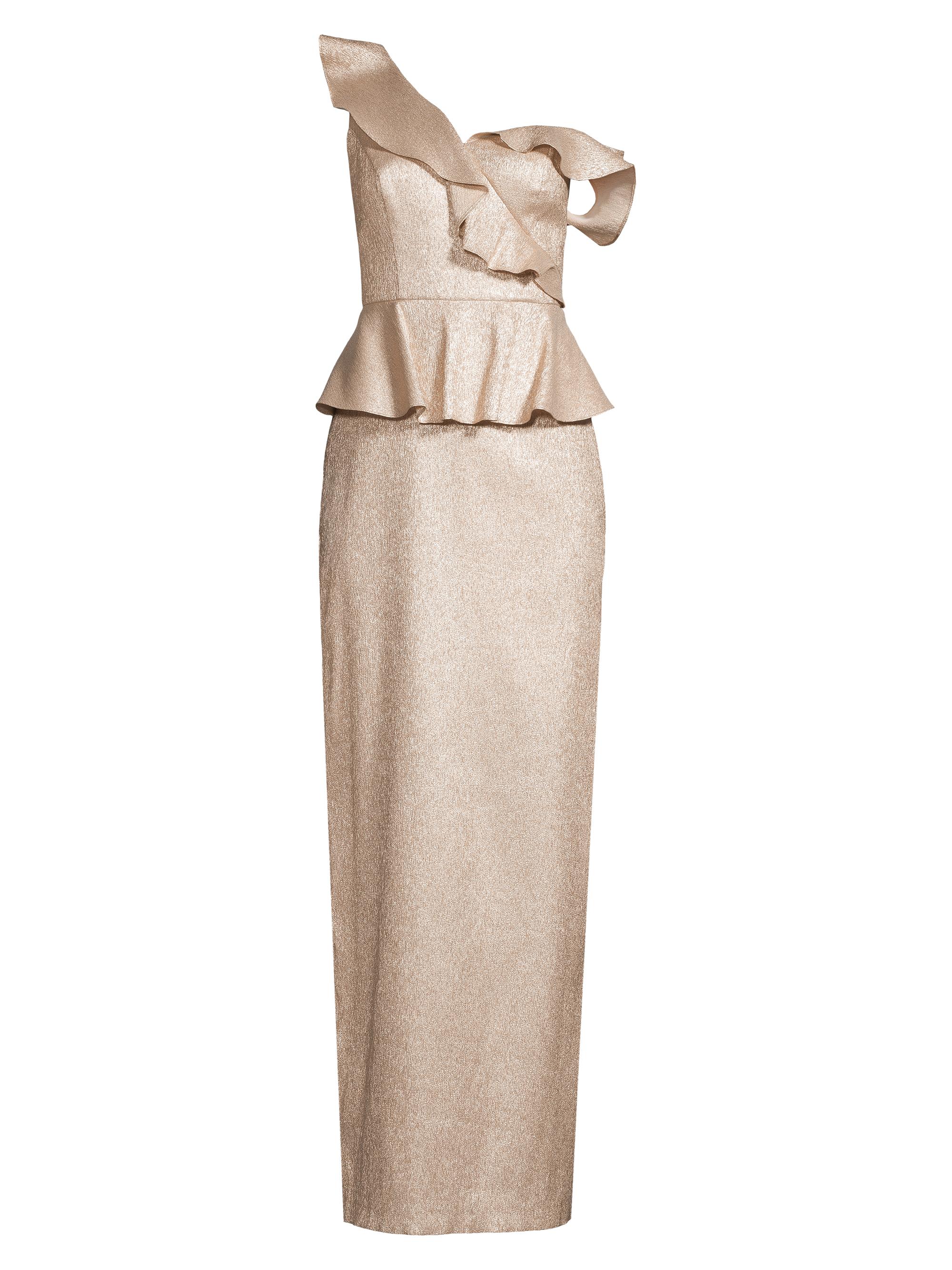 Shop Aidan Mattox Ruffled Peplum Column Gown | Saks Fifth Avenue