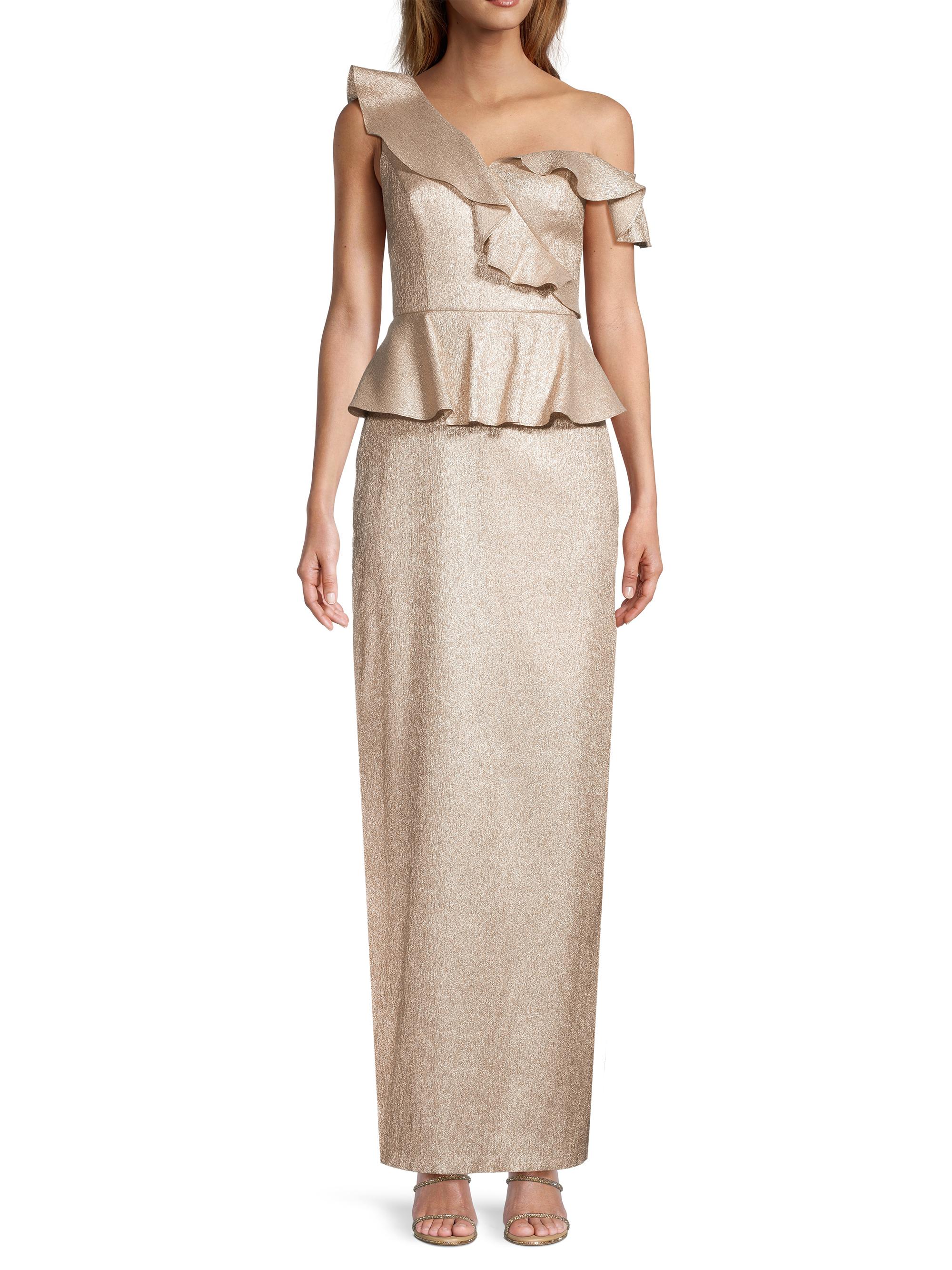 Shop Aidan Mattox Ruffled Peplum Column Gown | Saks Fifth Avenue
