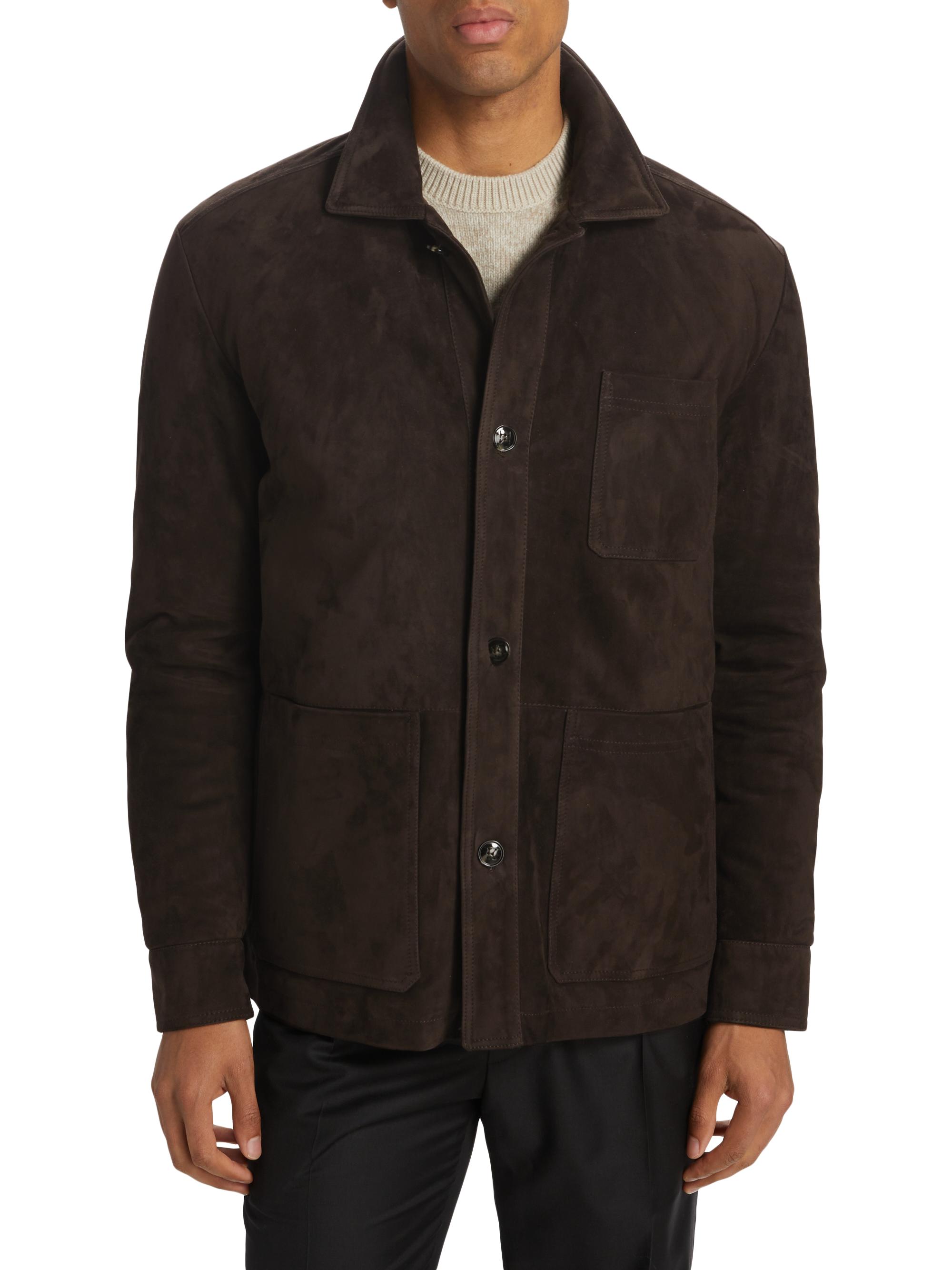 Shop Kiton Suede Button-Front Jacket | Saks Fifth Avenue