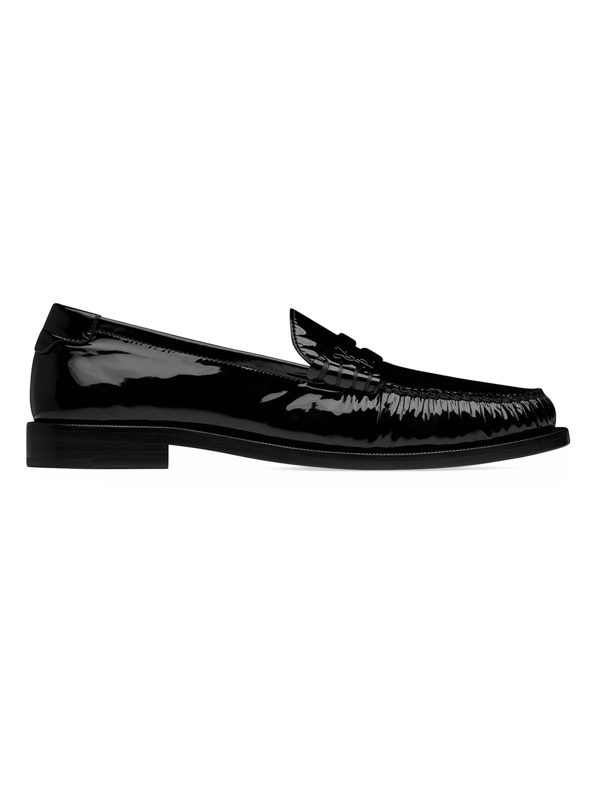 Shop Saint Laurent Le Loafer Penny Slippers in Patent Leather | Saks ...