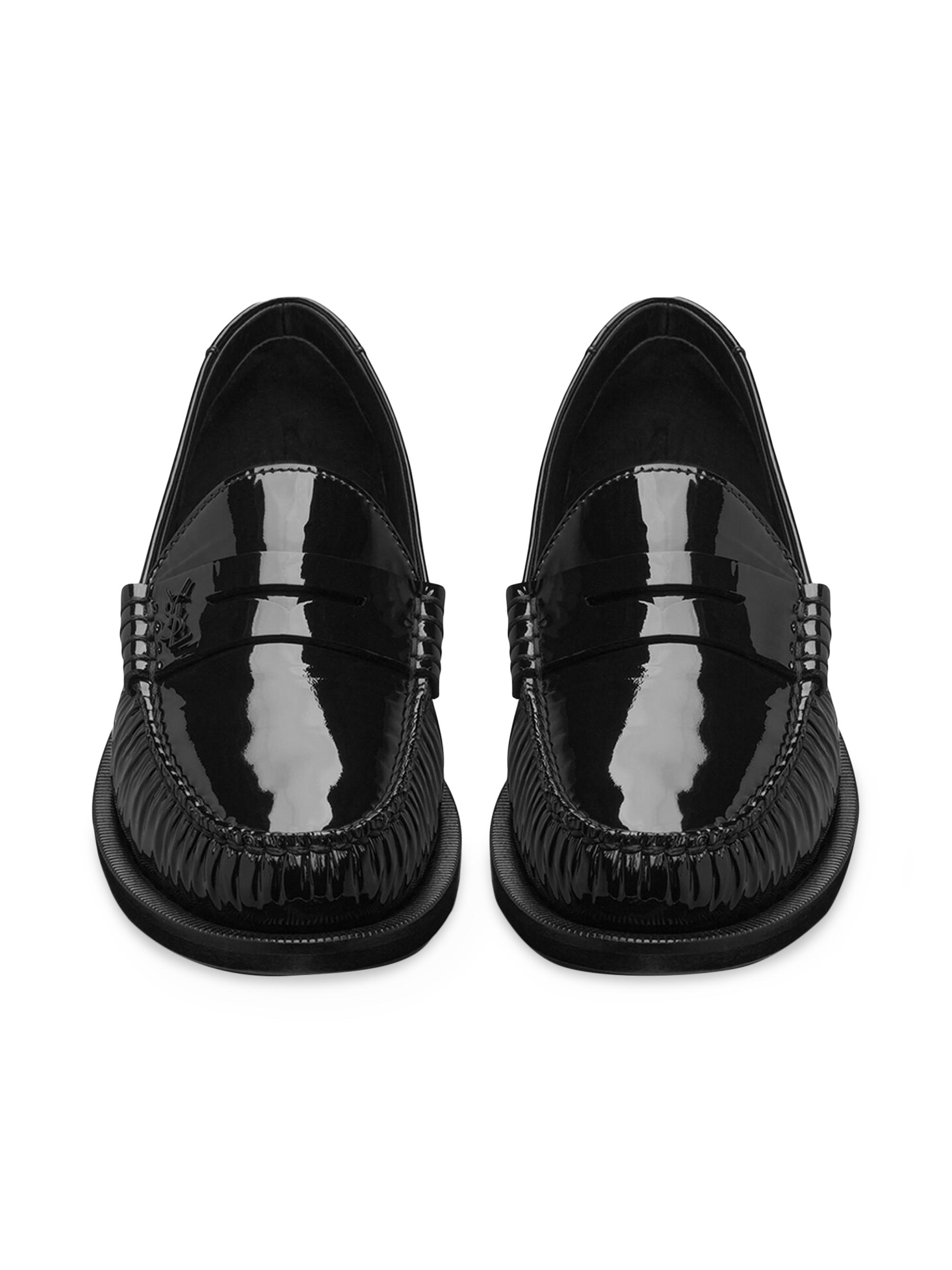 Shop Saint Laurent Le Loafer Penny Slippers in Patent Leather | Saks ...