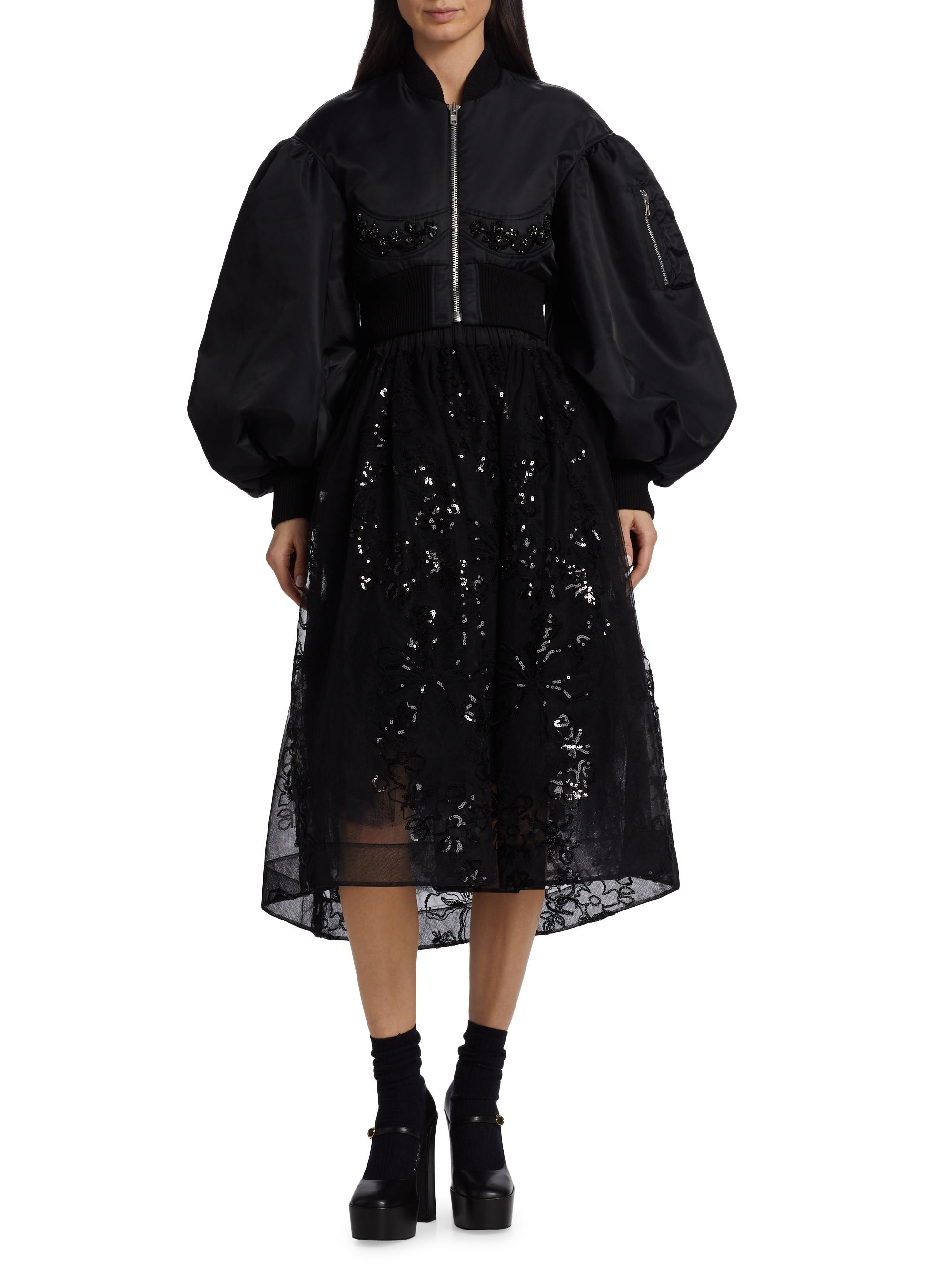 Shop Simone Rocha Embellished Satin Cropped Bomber Jacket | Saks Fifth ...