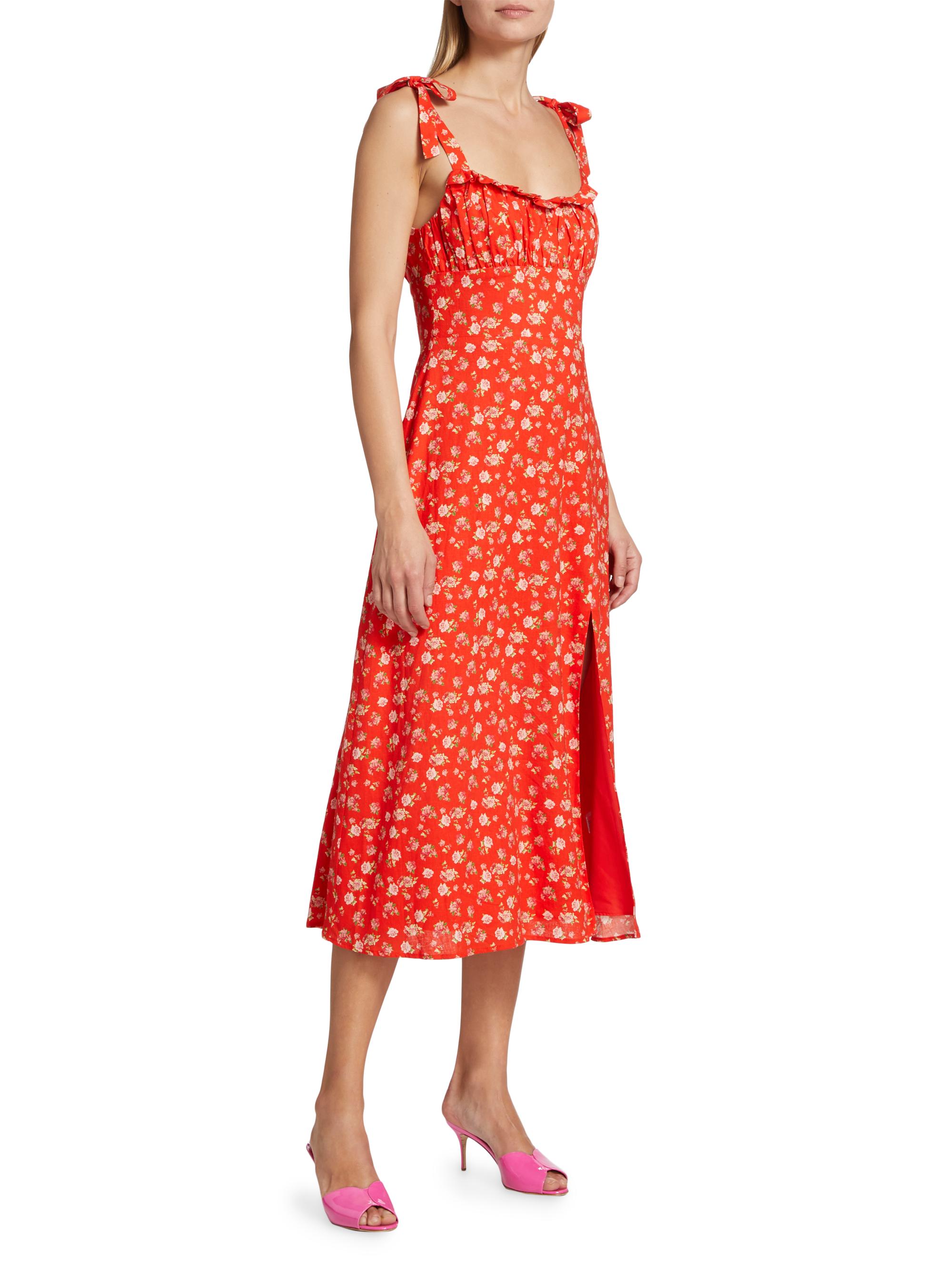 Shop Wayf Fleur Linen-Blend Midi Dress | Saks Fifth Avenue