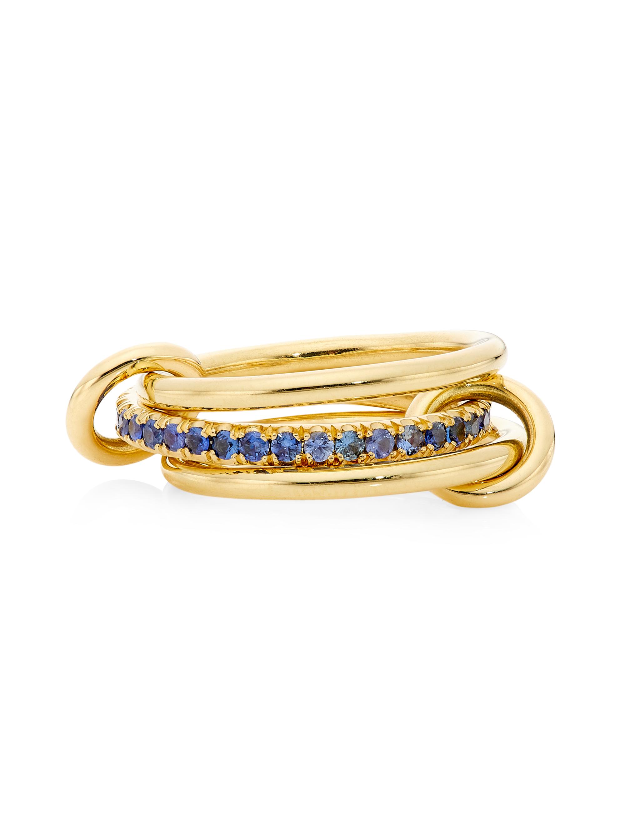 Shop Spinelli Kilcollin 18K Yellow Gold & Blue Sapphire Three-Link Ring ...