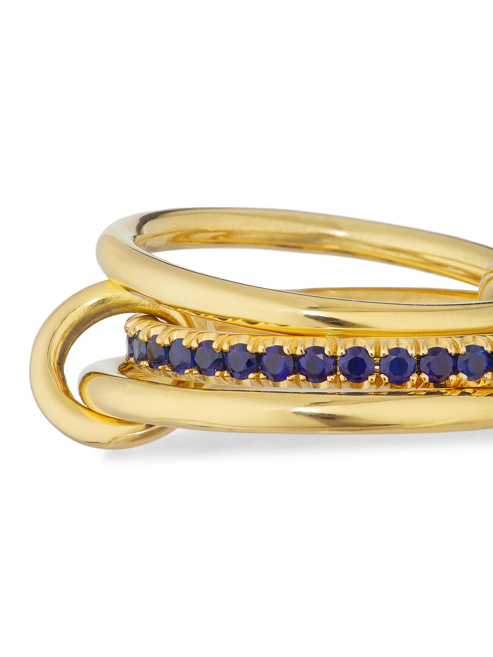 Shop Spinelli Kilcollin 18K Yellow Gold & Blue Sapphire Three-Link Ring ...
