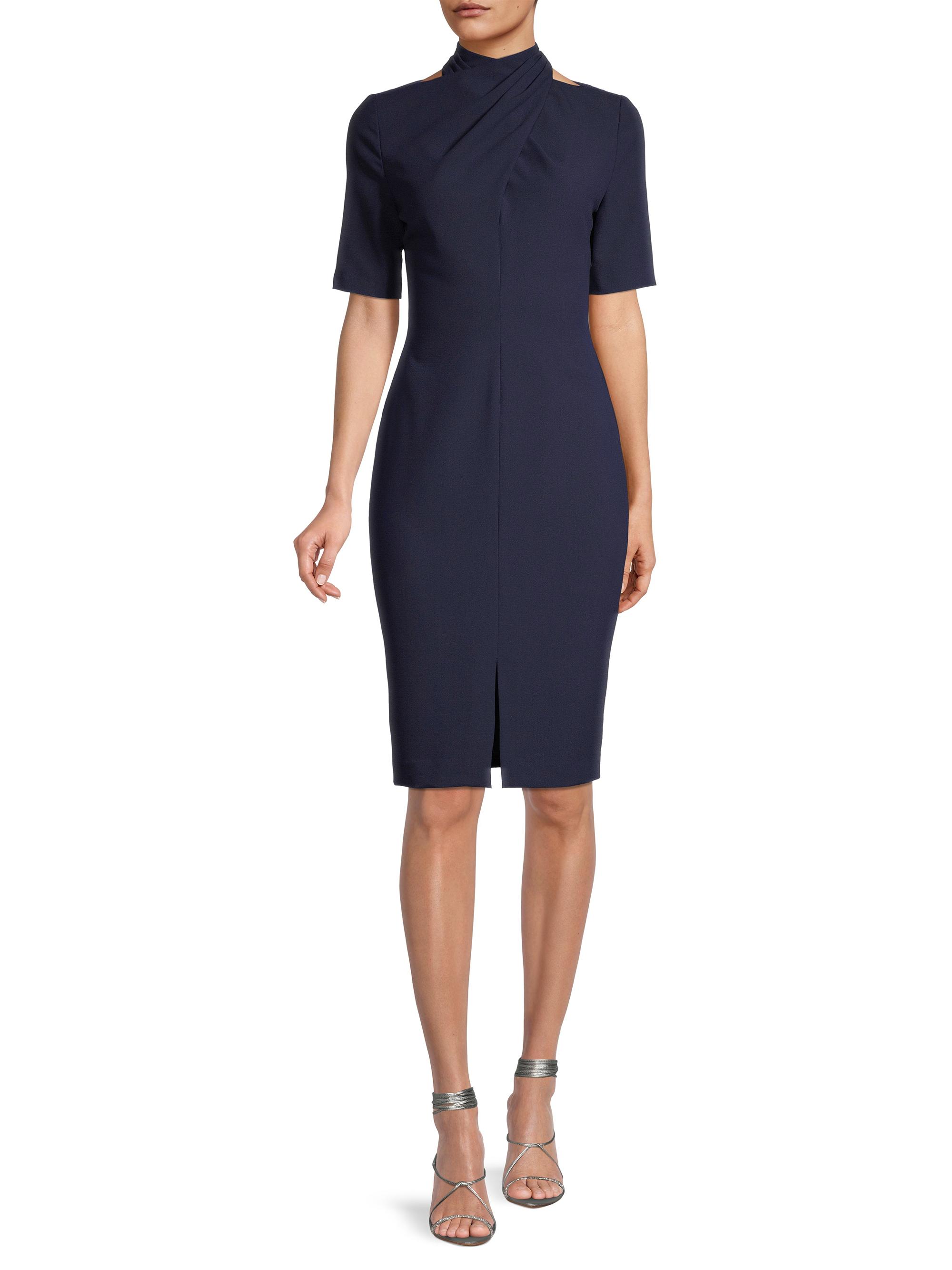 Shop Black Halo Mercer Twisted Mock Turtleneck Sheath Dress | Saks ...