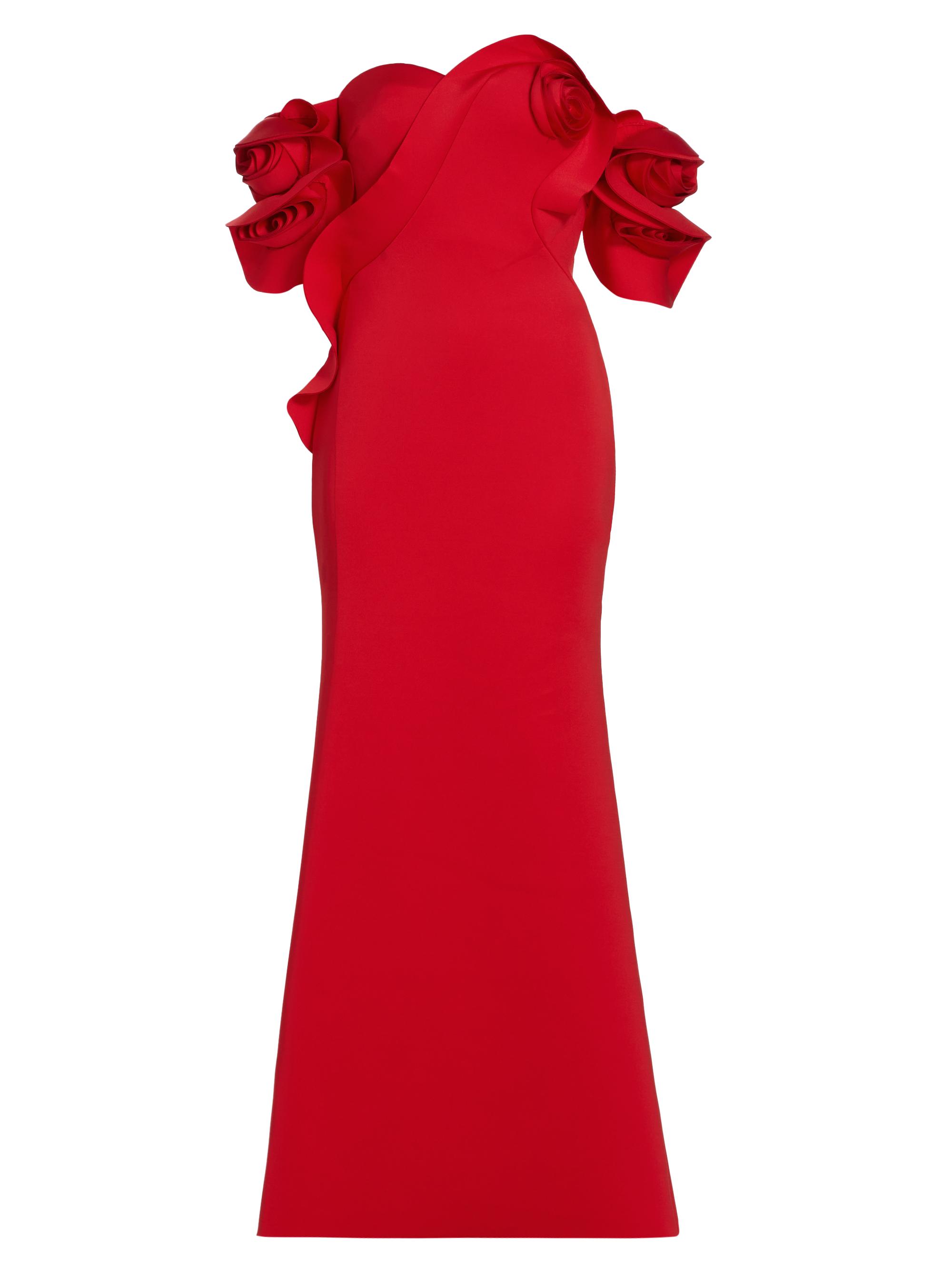 Shop Badgley Mischka Rose Swirl Off-the-Shoulder Gown | Saks Fifth Avenue