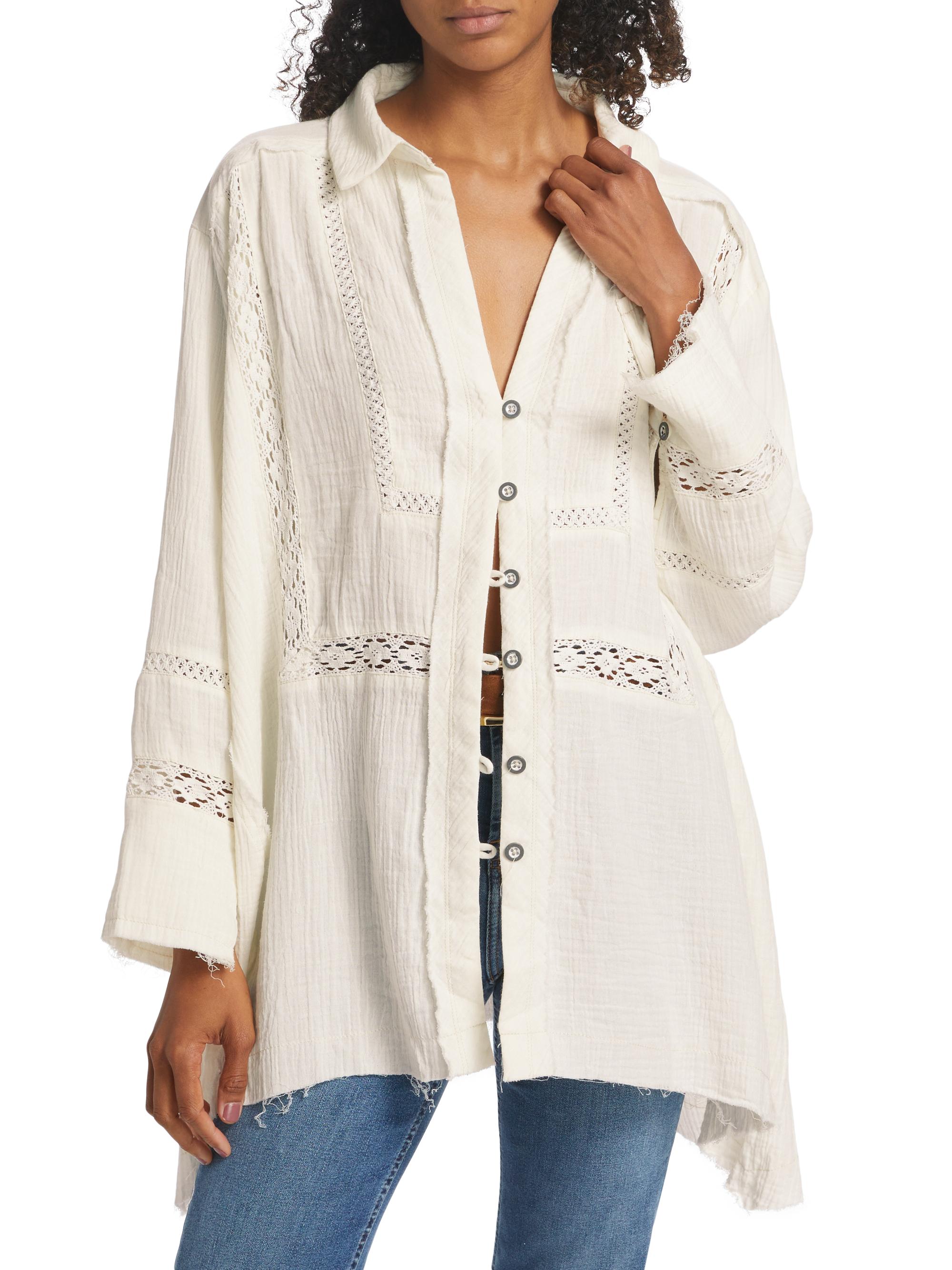 Shop Free People Ranch Oversized Cotton & Lace Top | Saks Fifth Avenue