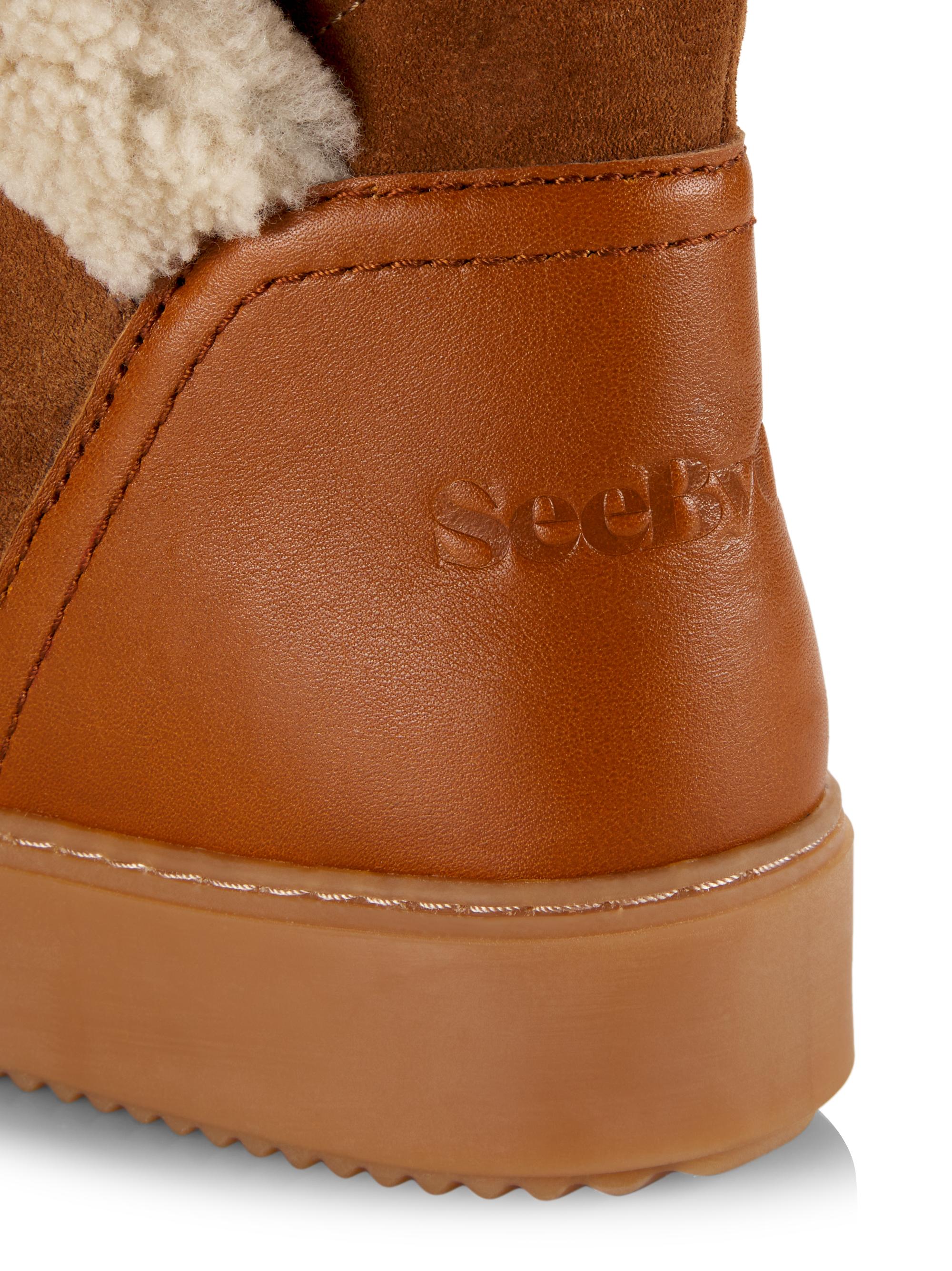 Shop See by Chloé Juliet Shearling-Trimmed Boots | Saks Fifth Avenue