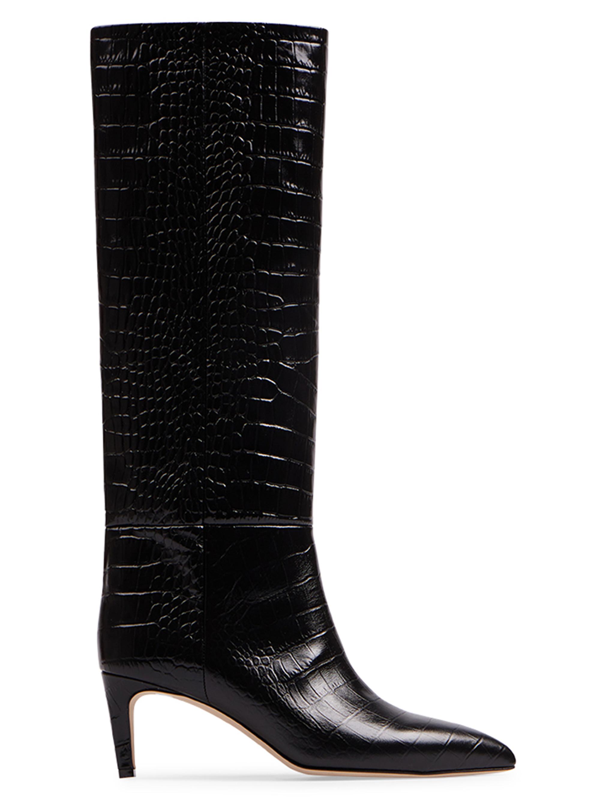 Shop Paris Texas Knee-High Croc-Embossed Leather Stiletto Boots | Saks ...