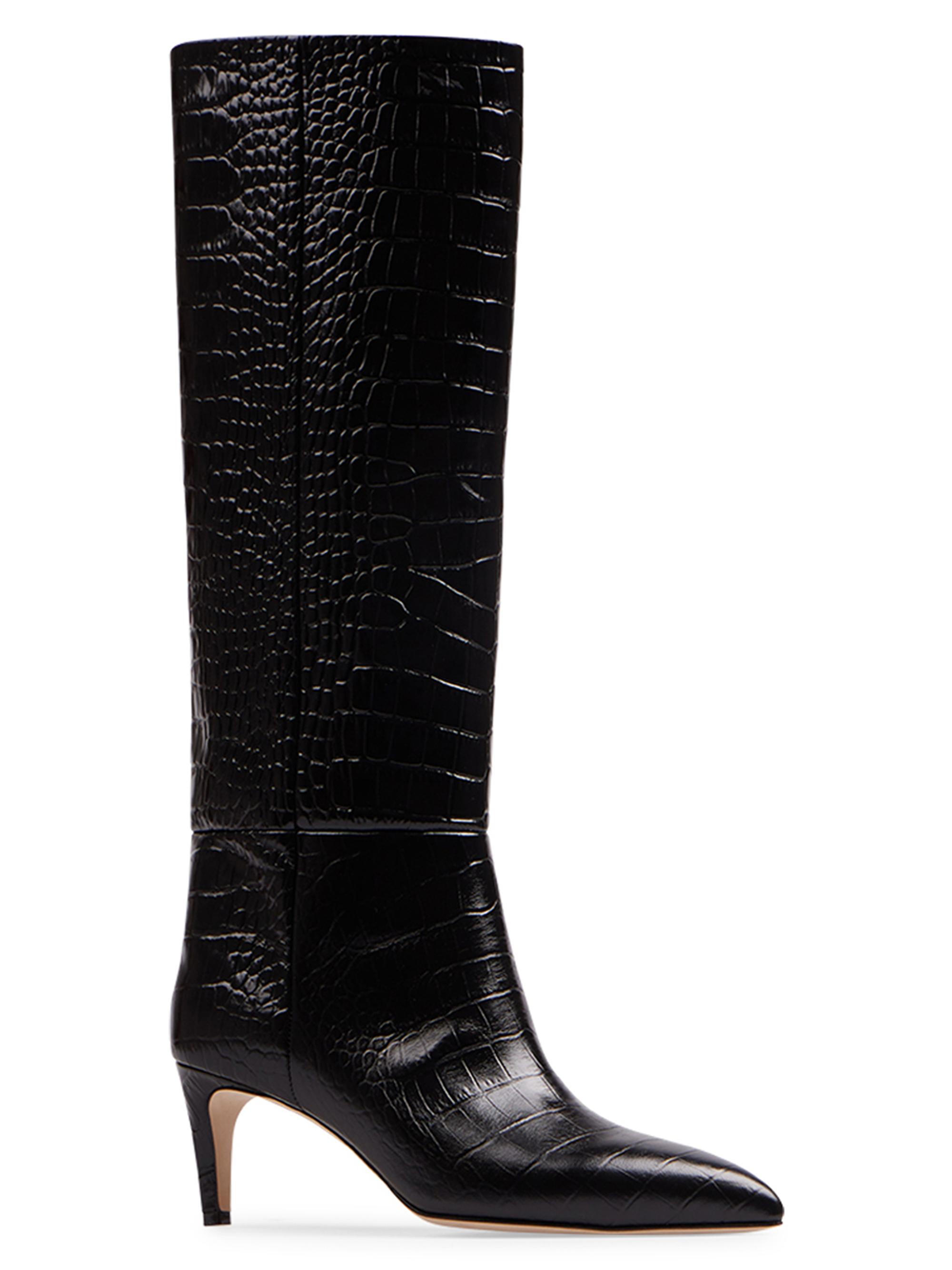 Shop Paris Texas Knee-High Croc-Embossed Leather Stiletto Boots | Saks ...