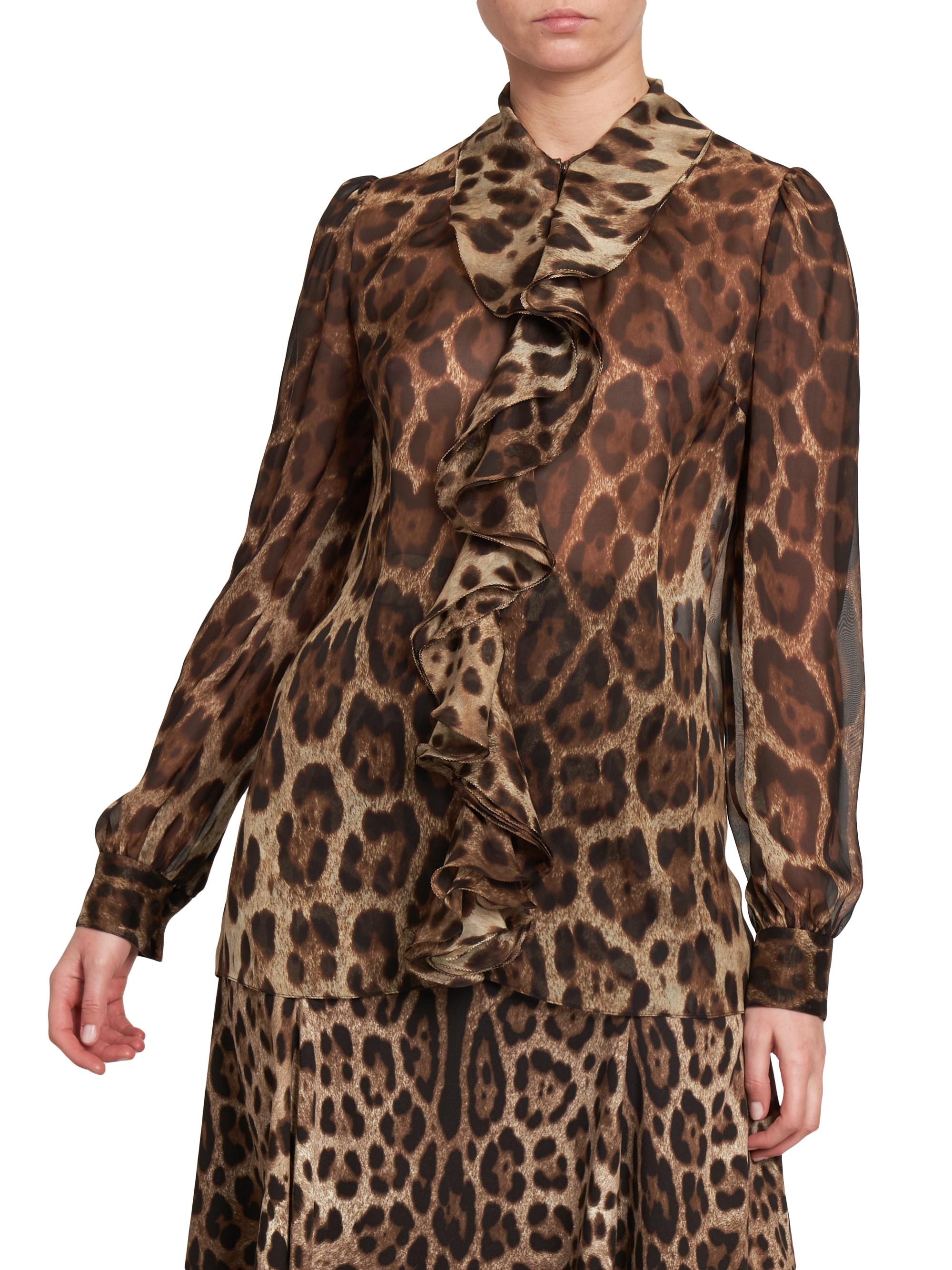 Shop Dolce&Gabbana Ruffle & Leopard-Print Silk Blouse | Saks Fifth Avenue