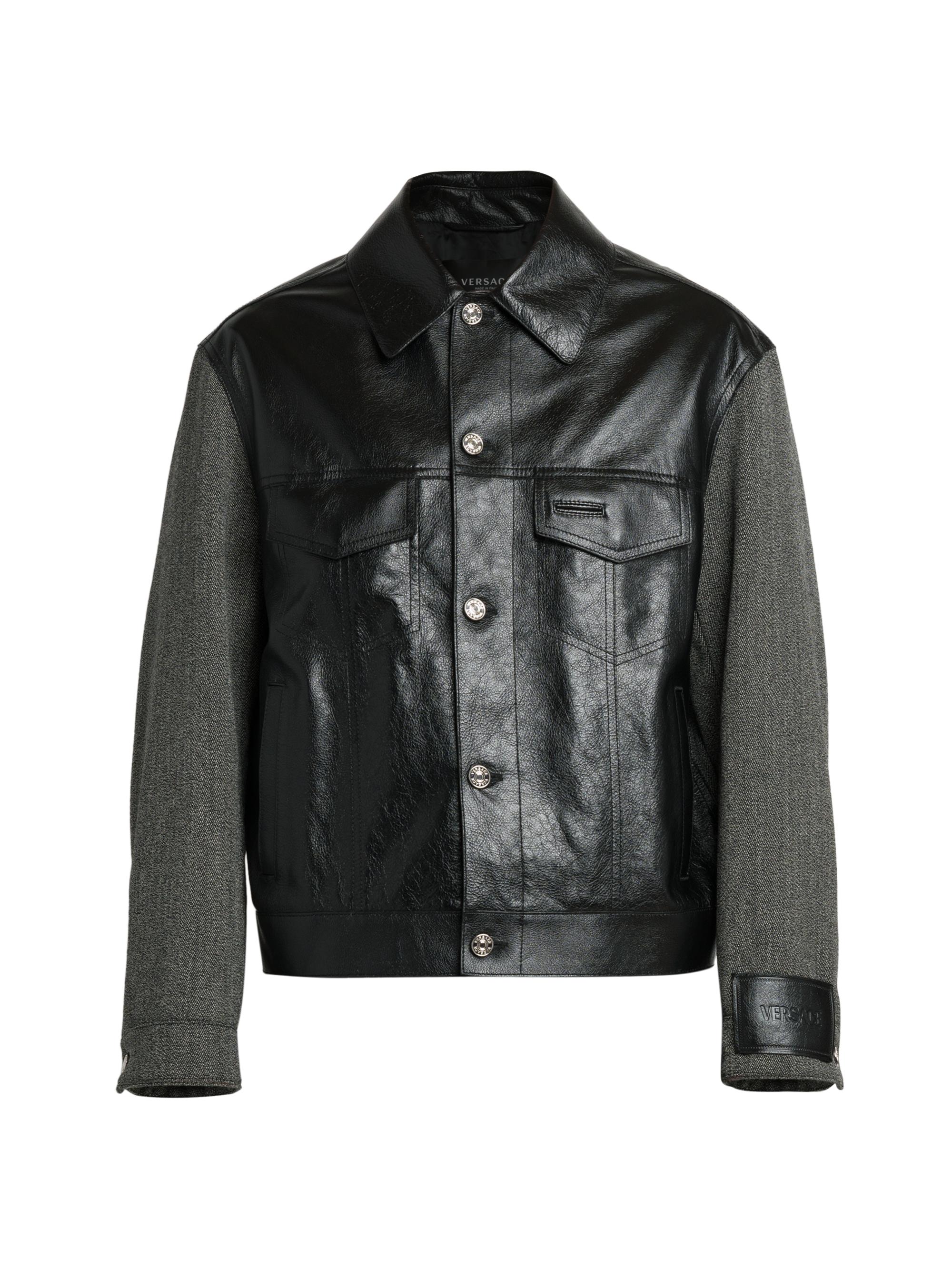 Shop Versace Cape Vegan Leather & Wool Mouline Coat | Saks Fifth Avenue