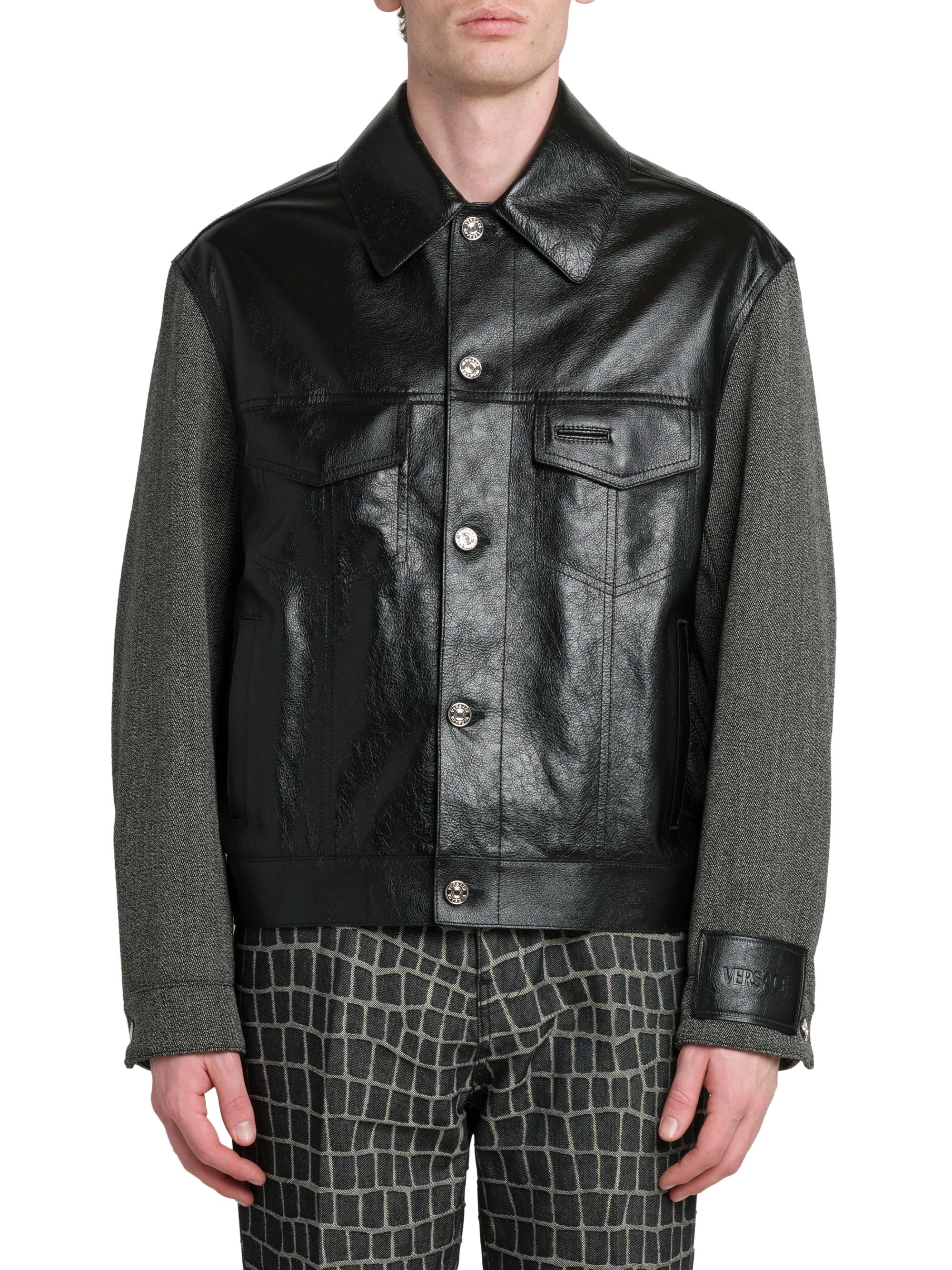 Shop Versace Cape Vegan Leather & Wool Mouline Coat | Saks Fifth Avenue