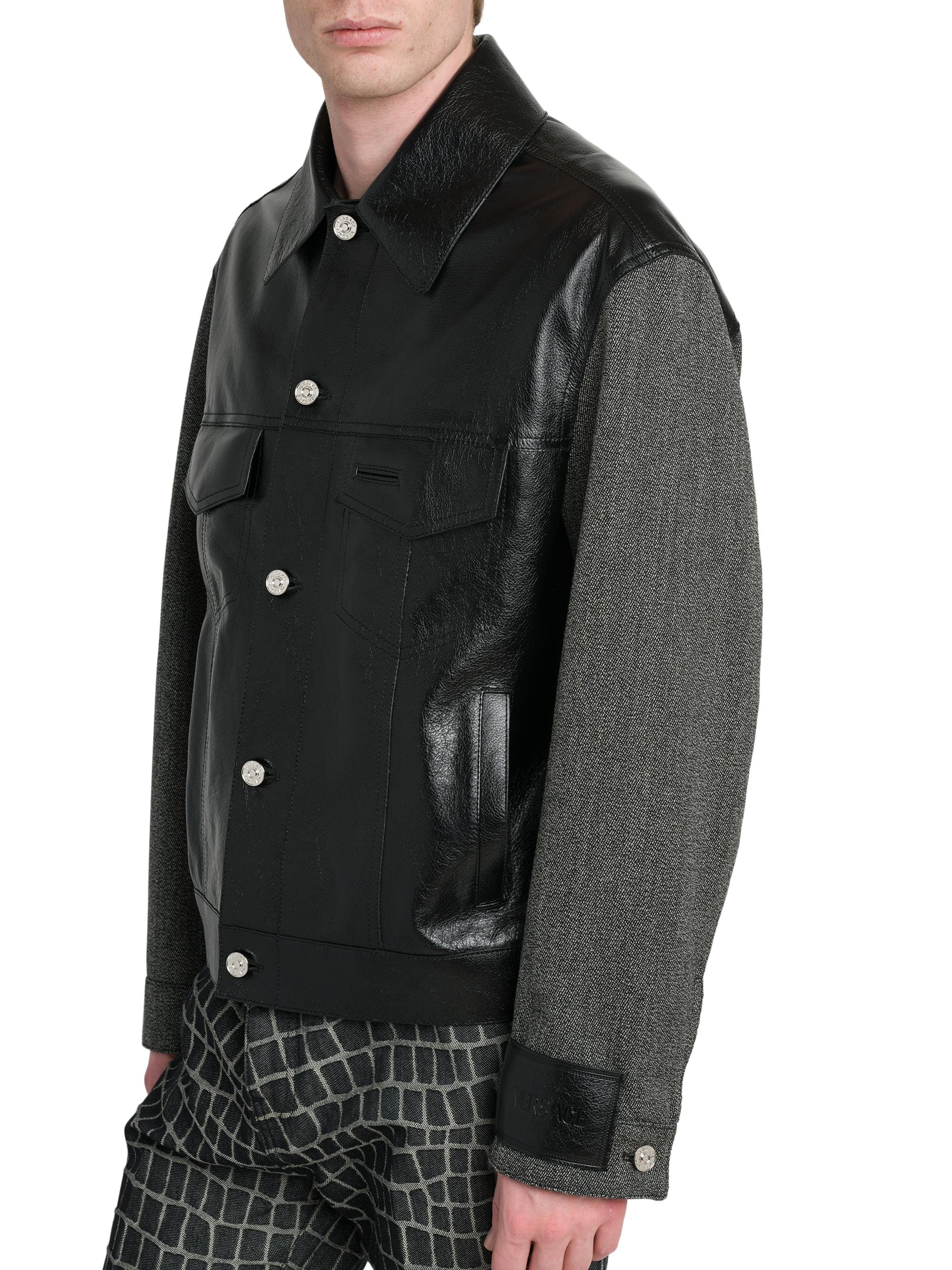 Shop Versace Cape Vegan Leather & Wool Mouline Coat | Saks Fifth Avenue