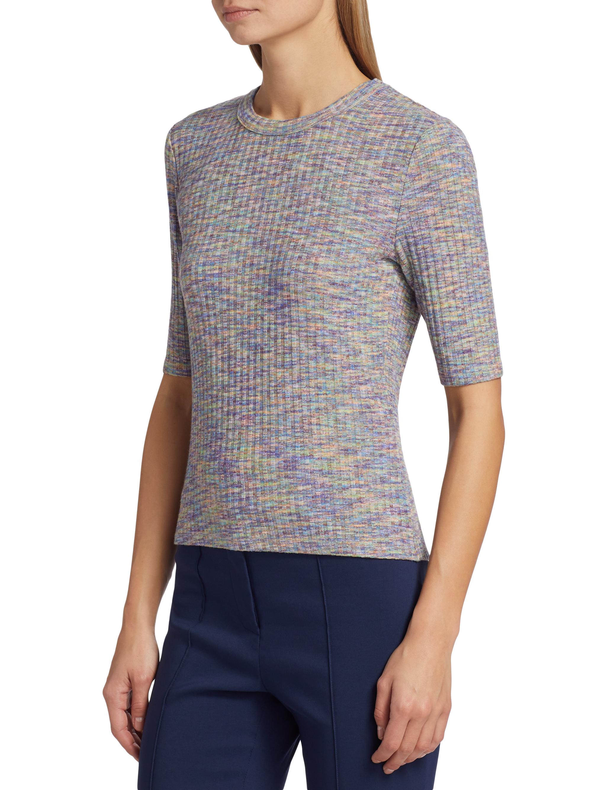 Shop Veronica Beard Larke Heathered Rib-Knit Tee | Saks Fifth Avenue