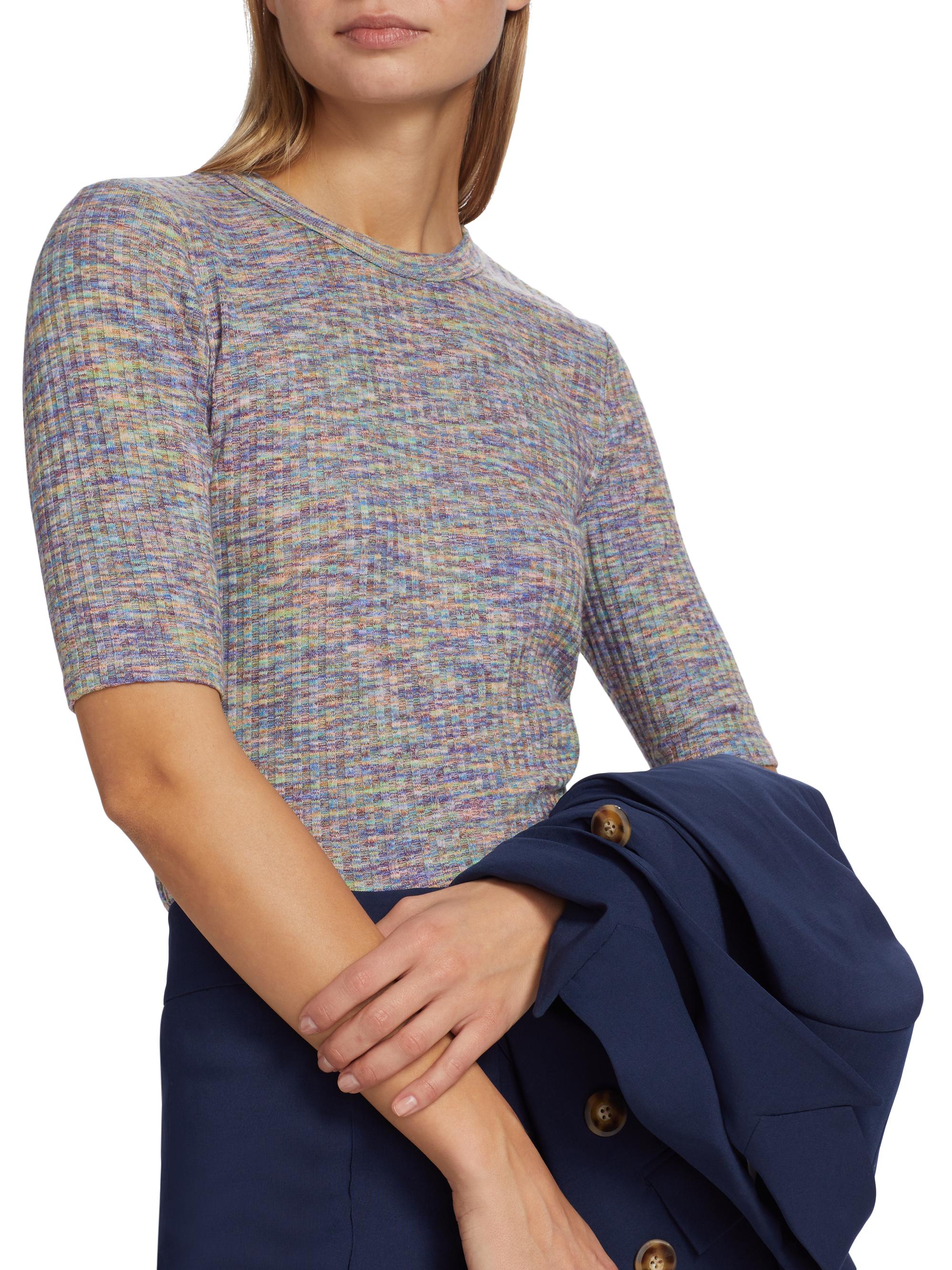 Shop Veronica Beard Larke Heathered Rib-Knit Tee | Saks Fifth Avenue