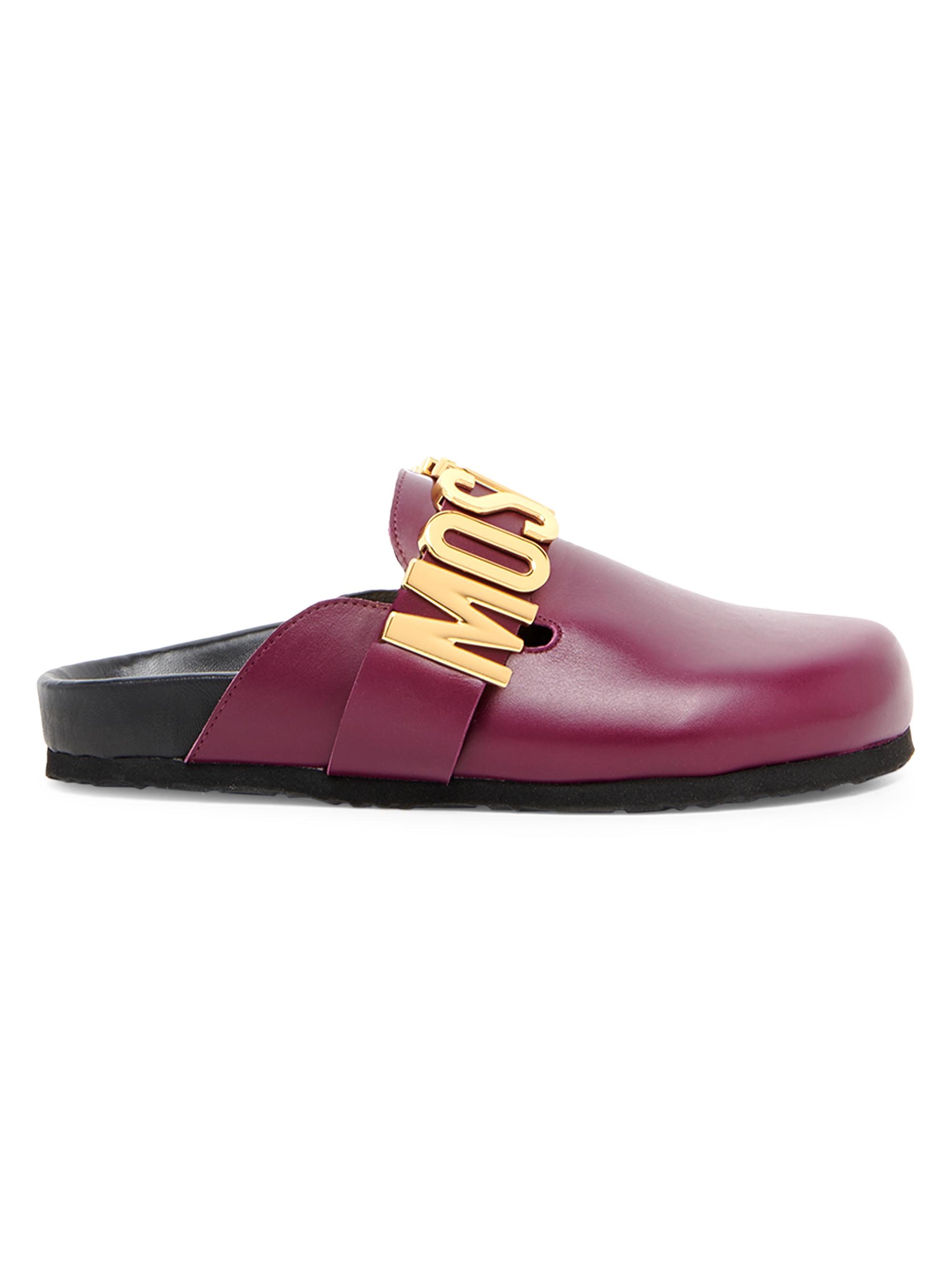 Shop Moschino Maxi Logo Leather Clogs | Saks Fifth Avenue