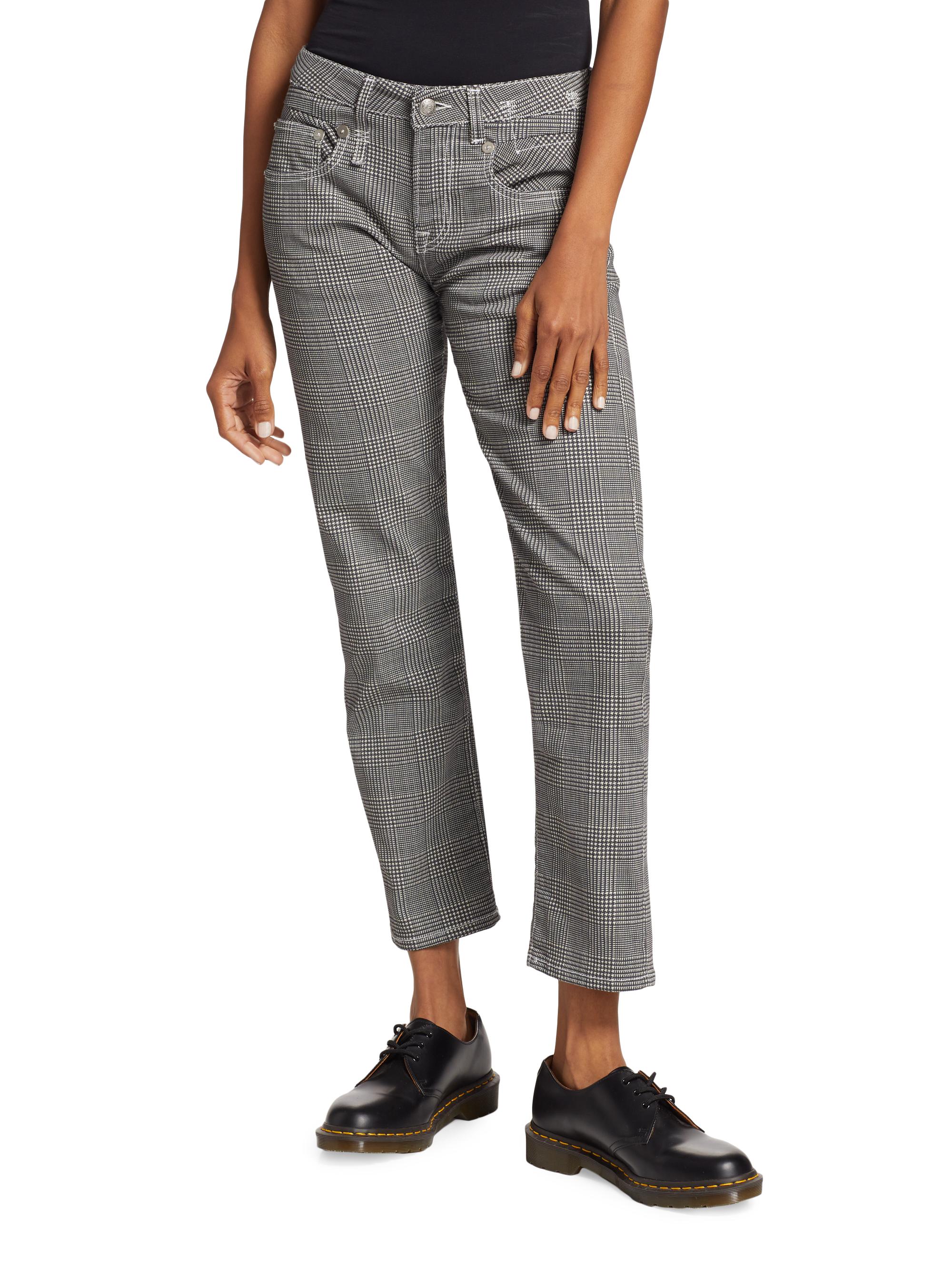 Shop R13 Glen Check Boy Straight-Leg Jeans | Saks Fifth Avenue