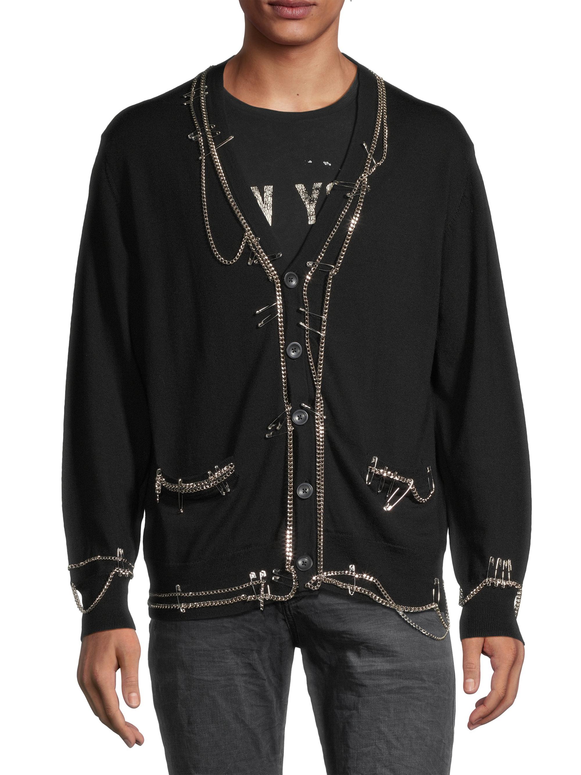 Shop R13 Chain-Embellished Wool Cardigan | Saks Fifth Avenue