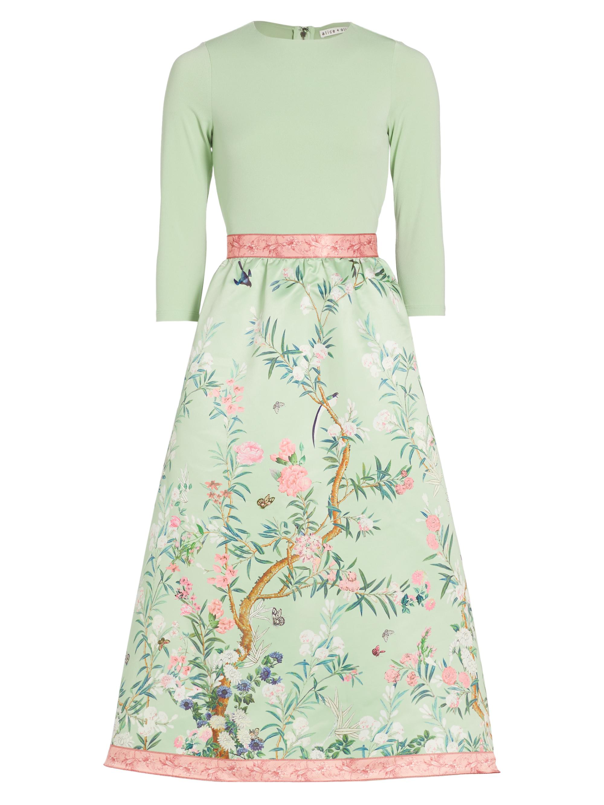 Shop Alice + Olivia Chara Floral Fit & Flare Midi-Dress | Saks Fifth Avenue
