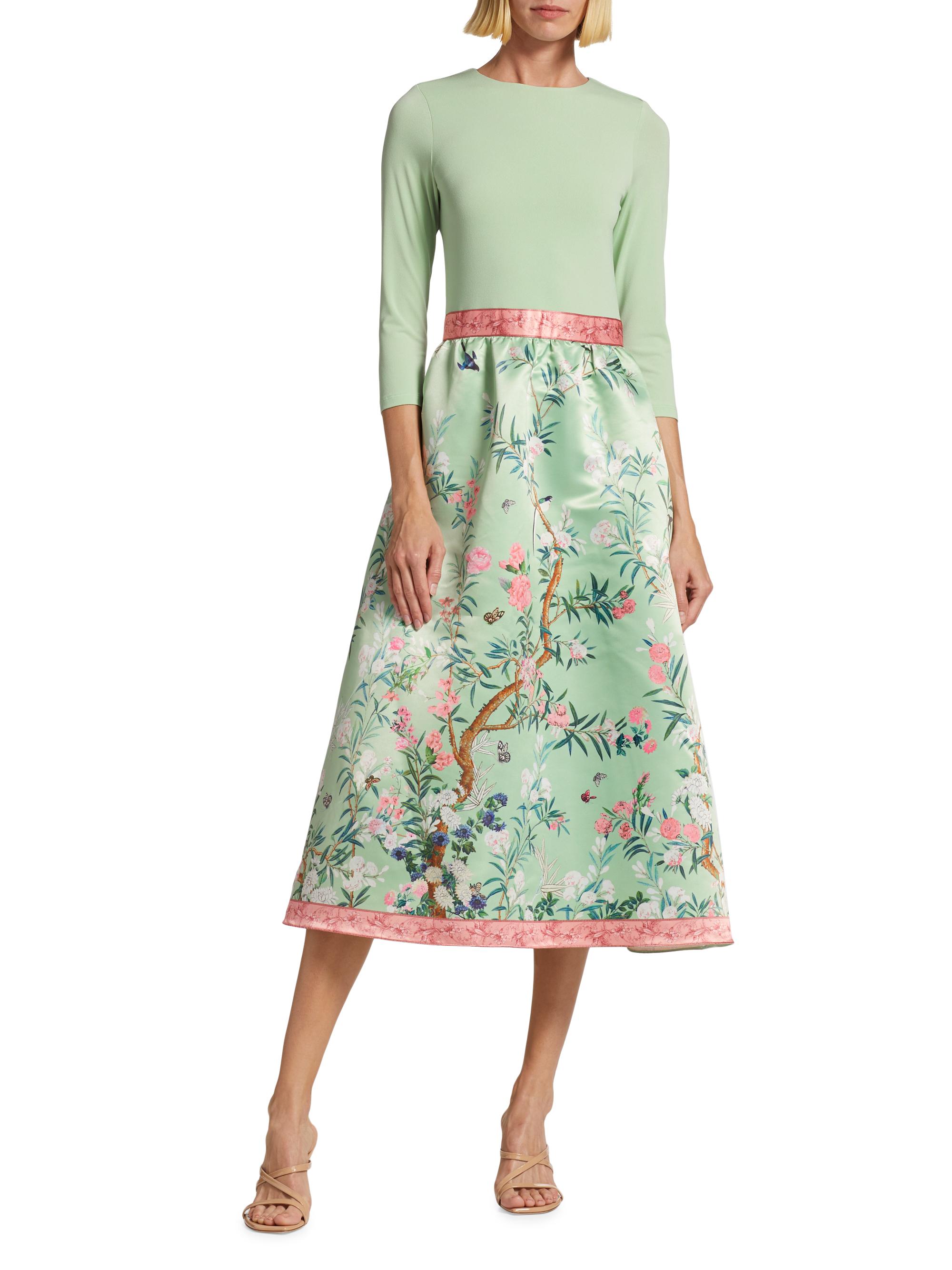 Shop Alice + Olivia Chara Floral Fit & Flare Midi-Dress | Saks Fifth Avenue