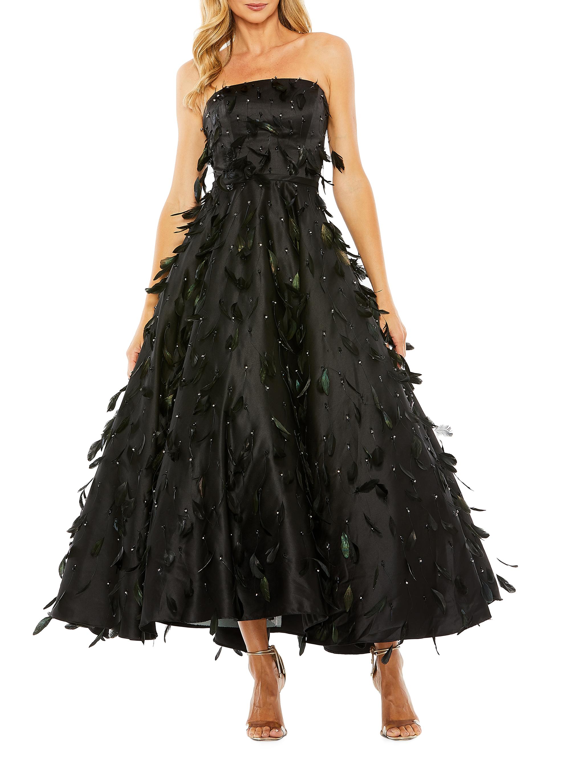 Shop Mac Duggal Feather-Embellished Strapless Ball Gown | Saks Fifth Avenue