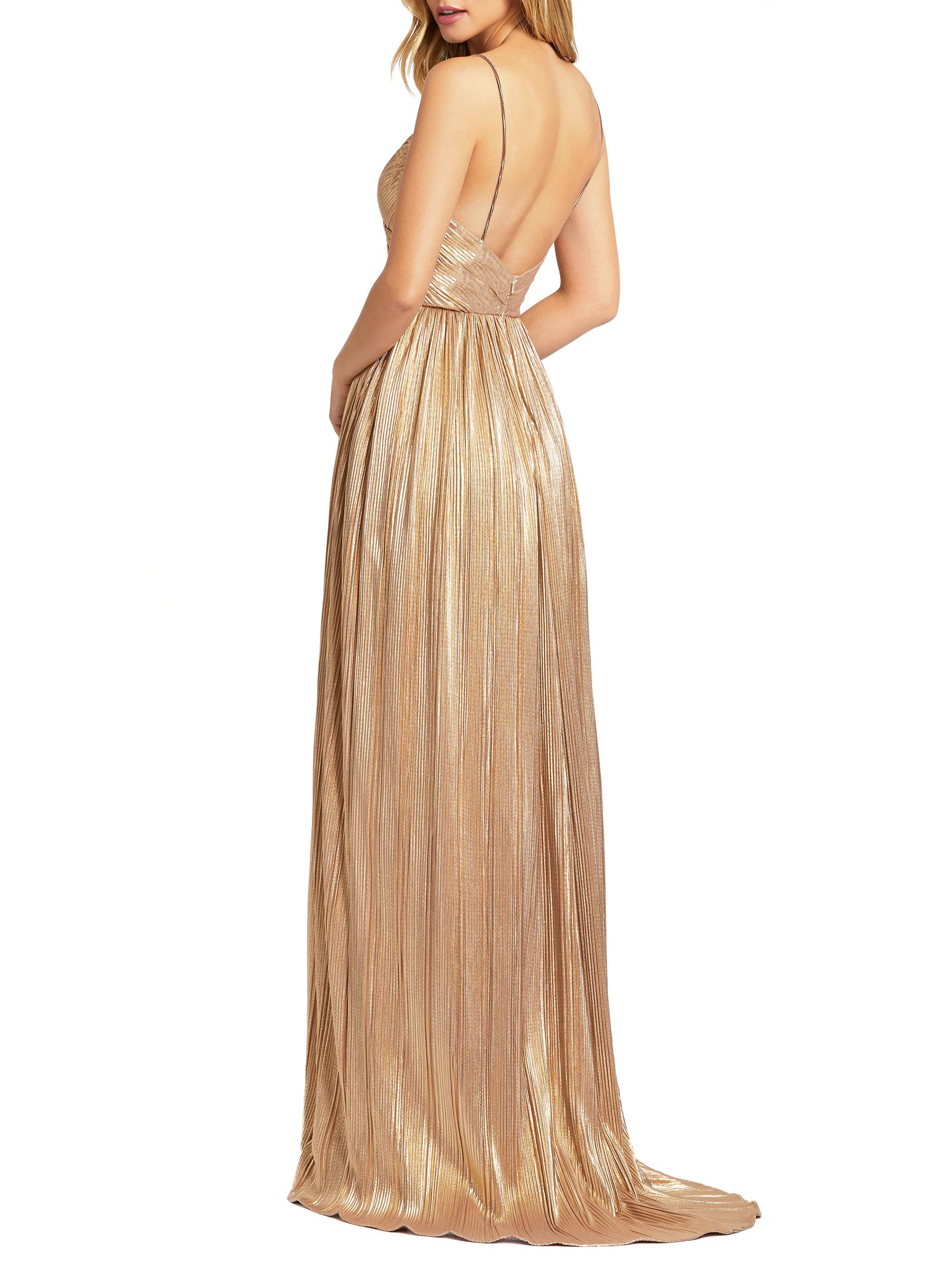 Shop Mac Duggal Metallic Ruched A-Line Gown | Saks Fifth Avenue
