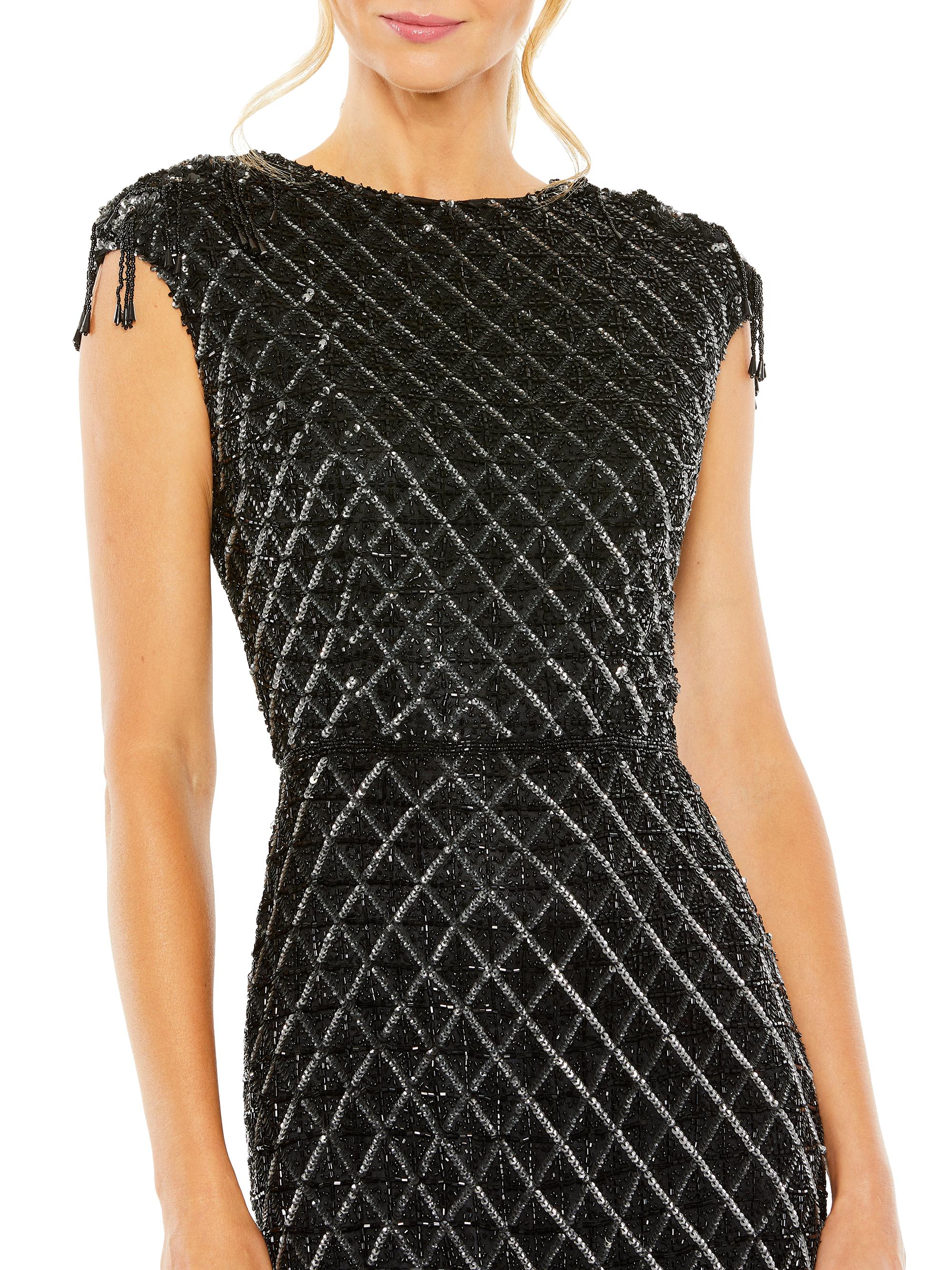 Shop Mac Duggal Crystal Fringe Cap-Sleeve Dress | Saks Fifth Avenue
