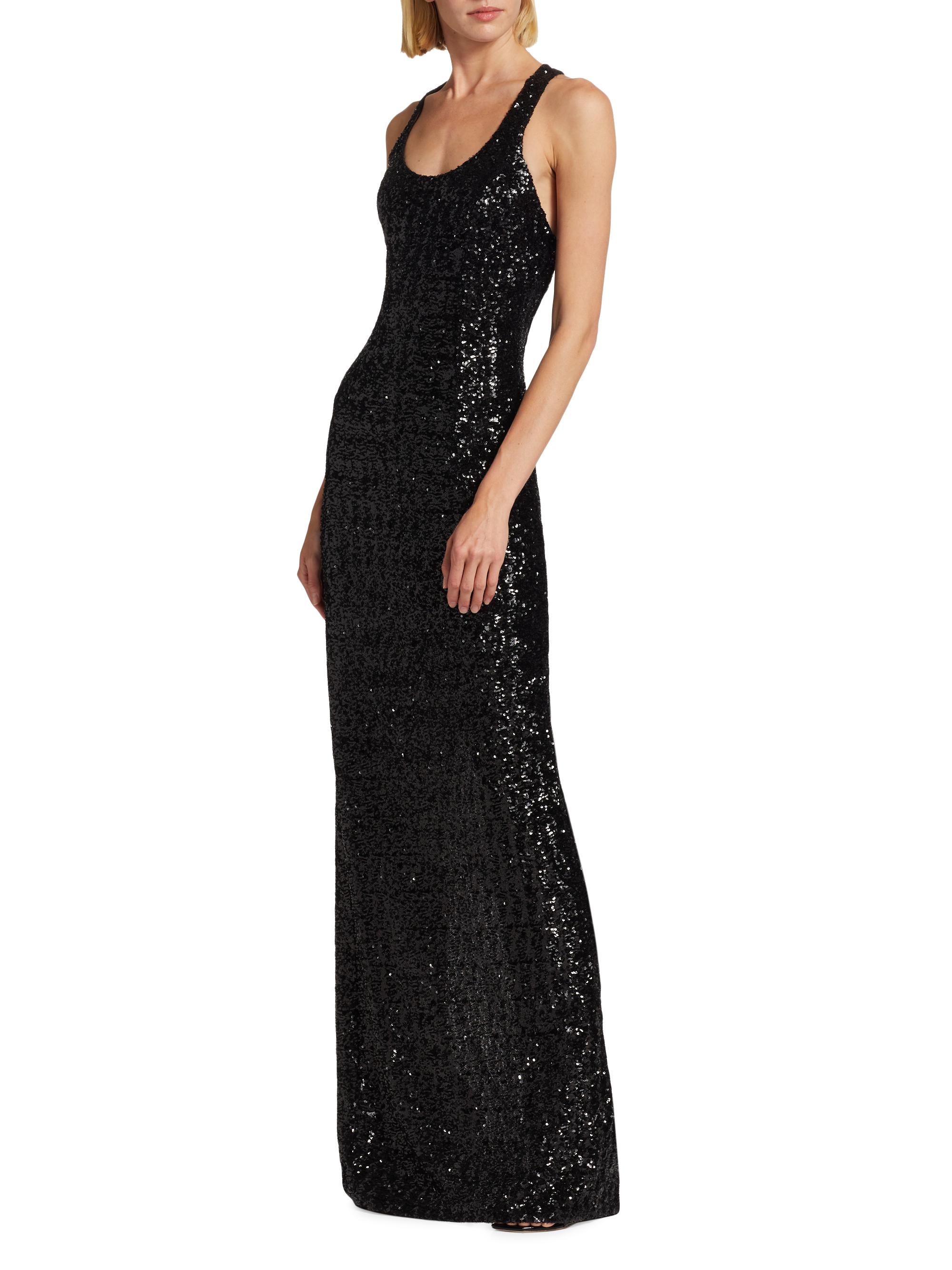 Shop Michael Kors Collection Sequined Racerback Column Gown | Saks ...