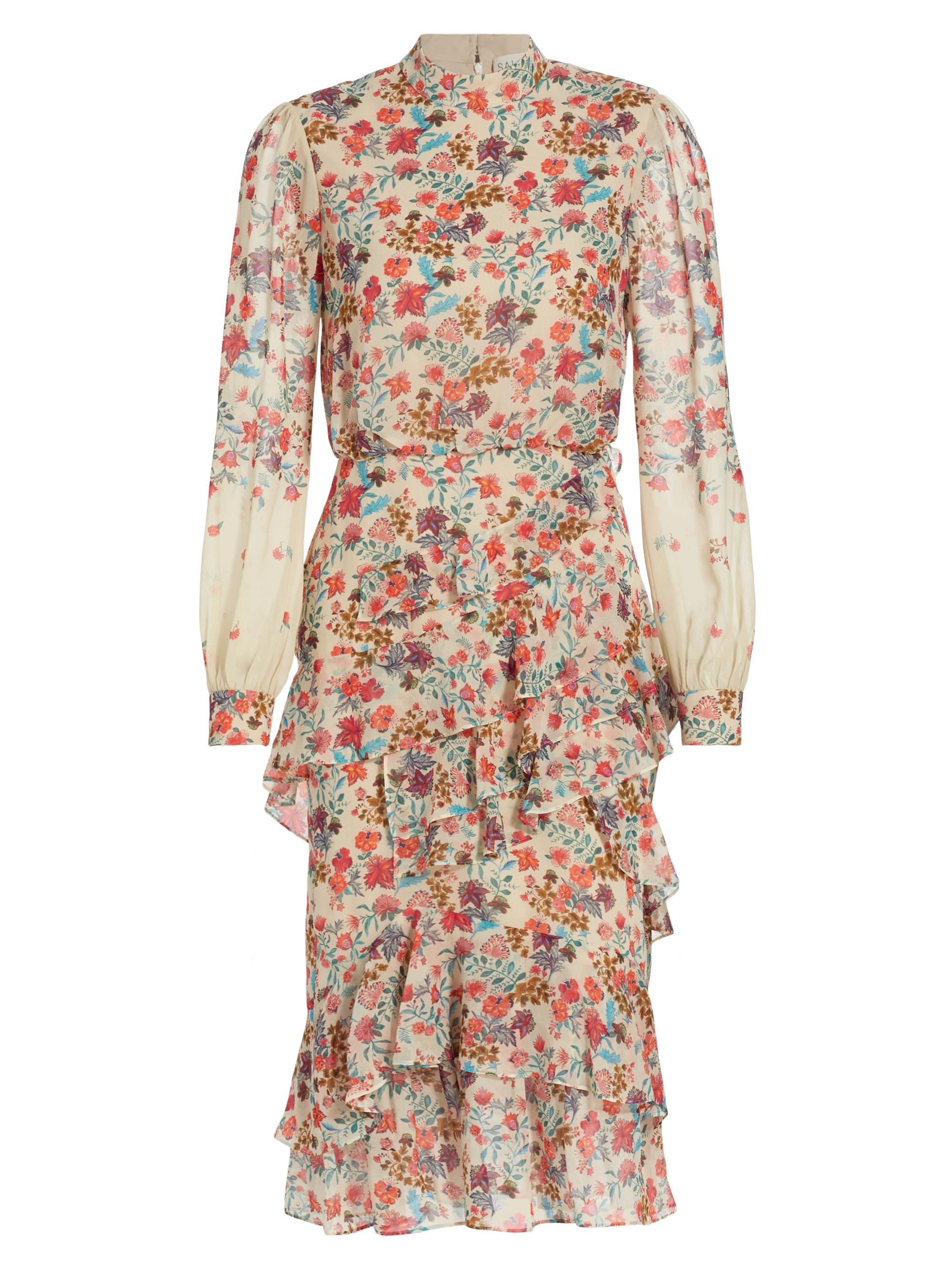 Shop Saloni Isa Floral Ruffled Knee-Length Dress | Saks Fifth Avenue