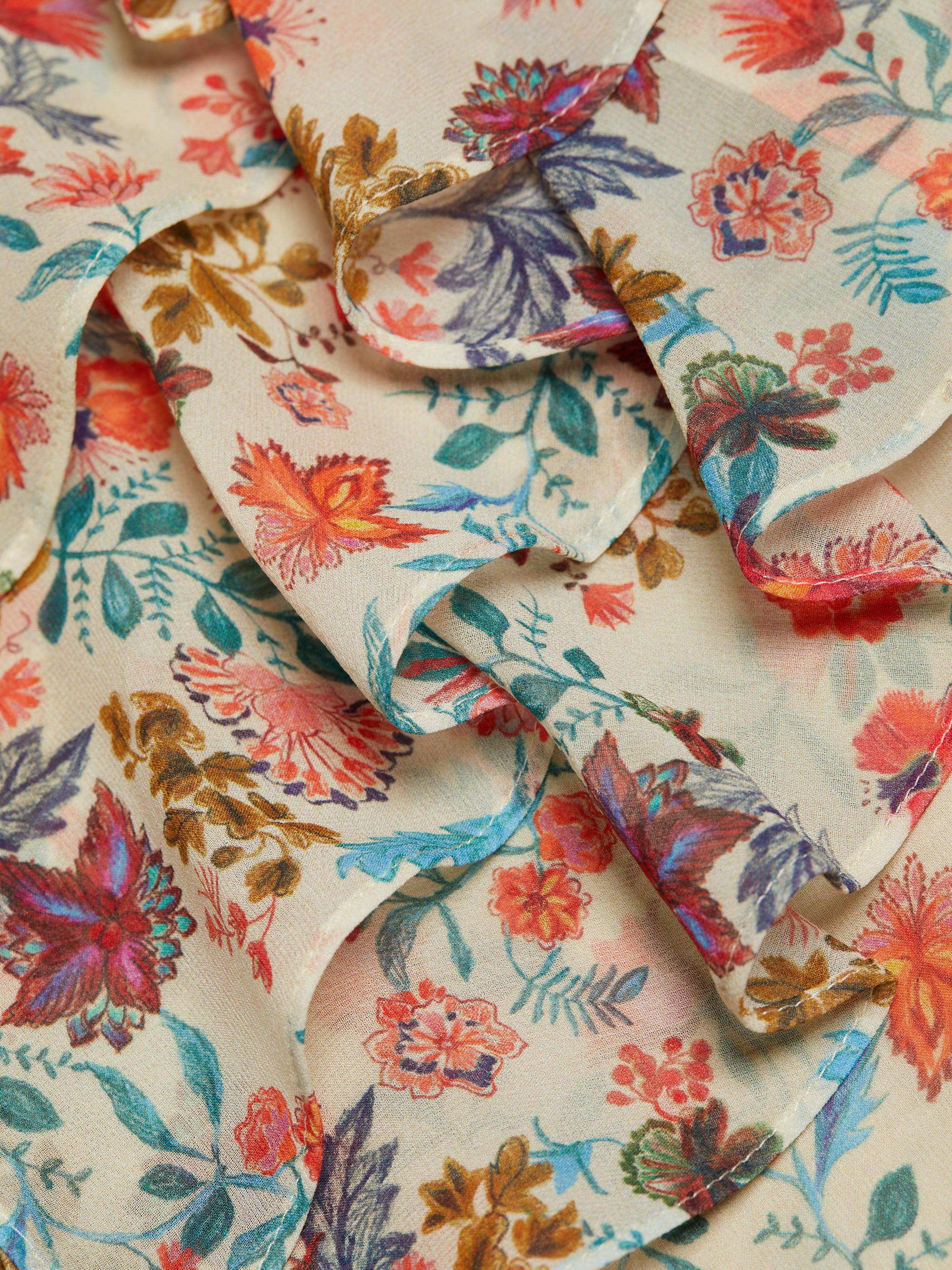 Shop Saloni Isa Floral Ruffled Knee-Length Dress | Saks Fifth Avenue