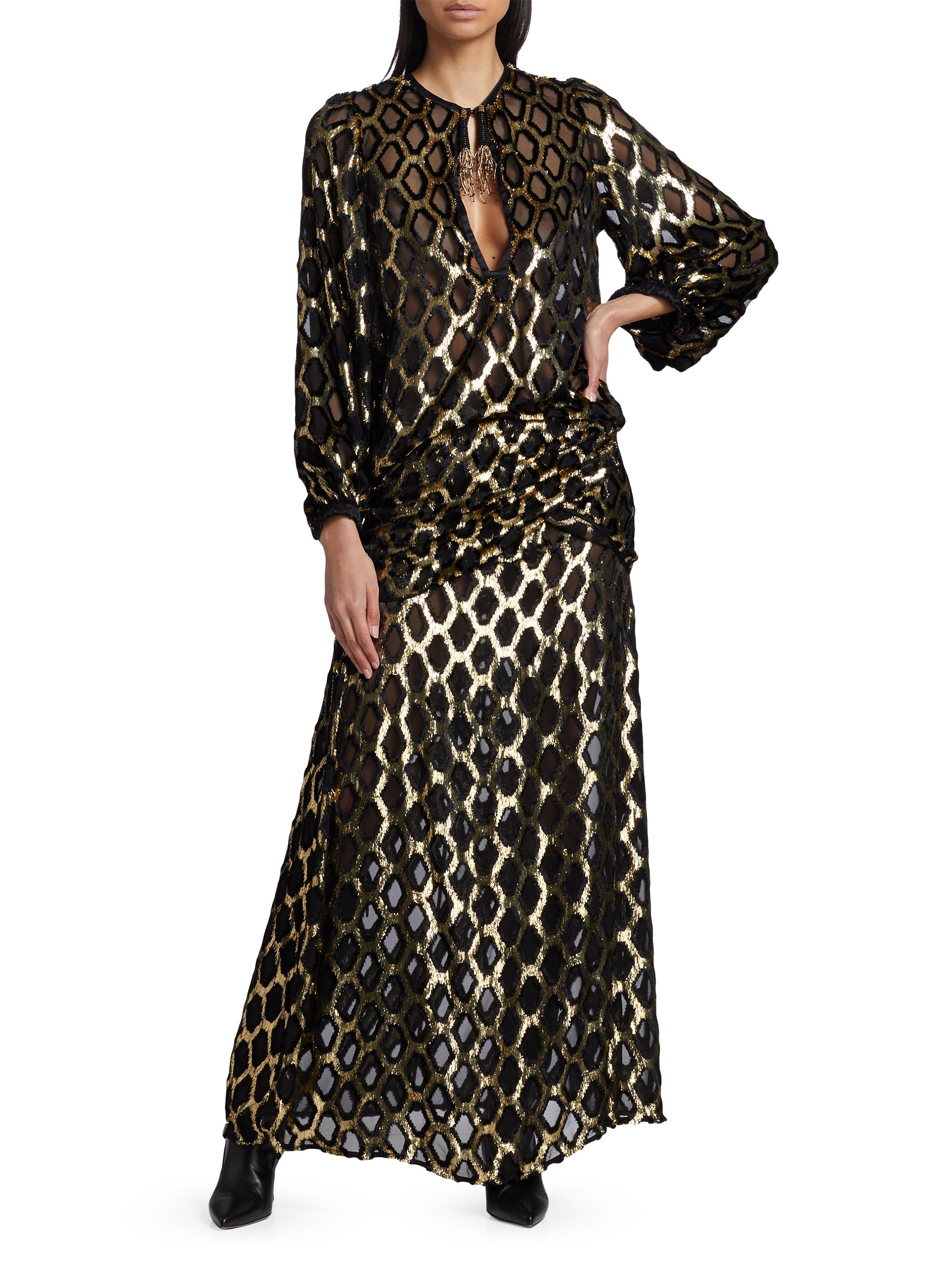 Shop Johanna Ortiz Pura Luz Maxi Honeycomb Metallic Mesh Skirt | Saks ...