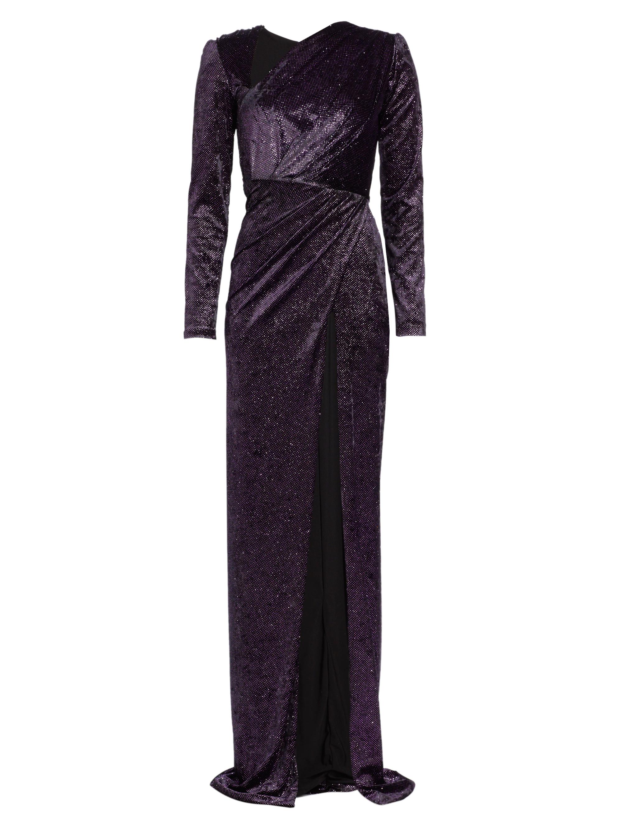 Shop Michael Costello Collection Mila Paillette Velvet Gown | Saks ...