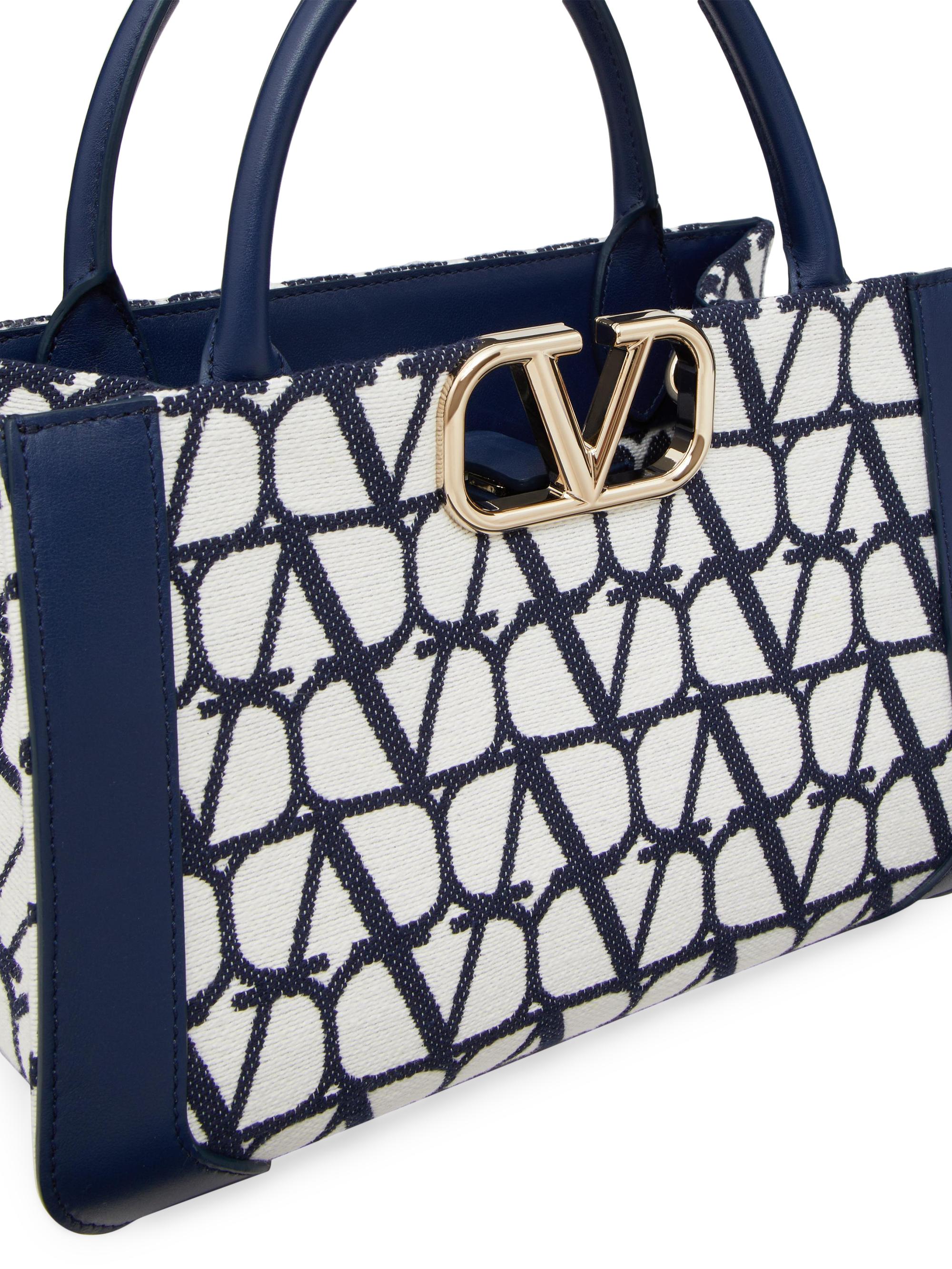 Shop Valentino Garavani Vlogo Signature Small Handbag In Toile ...