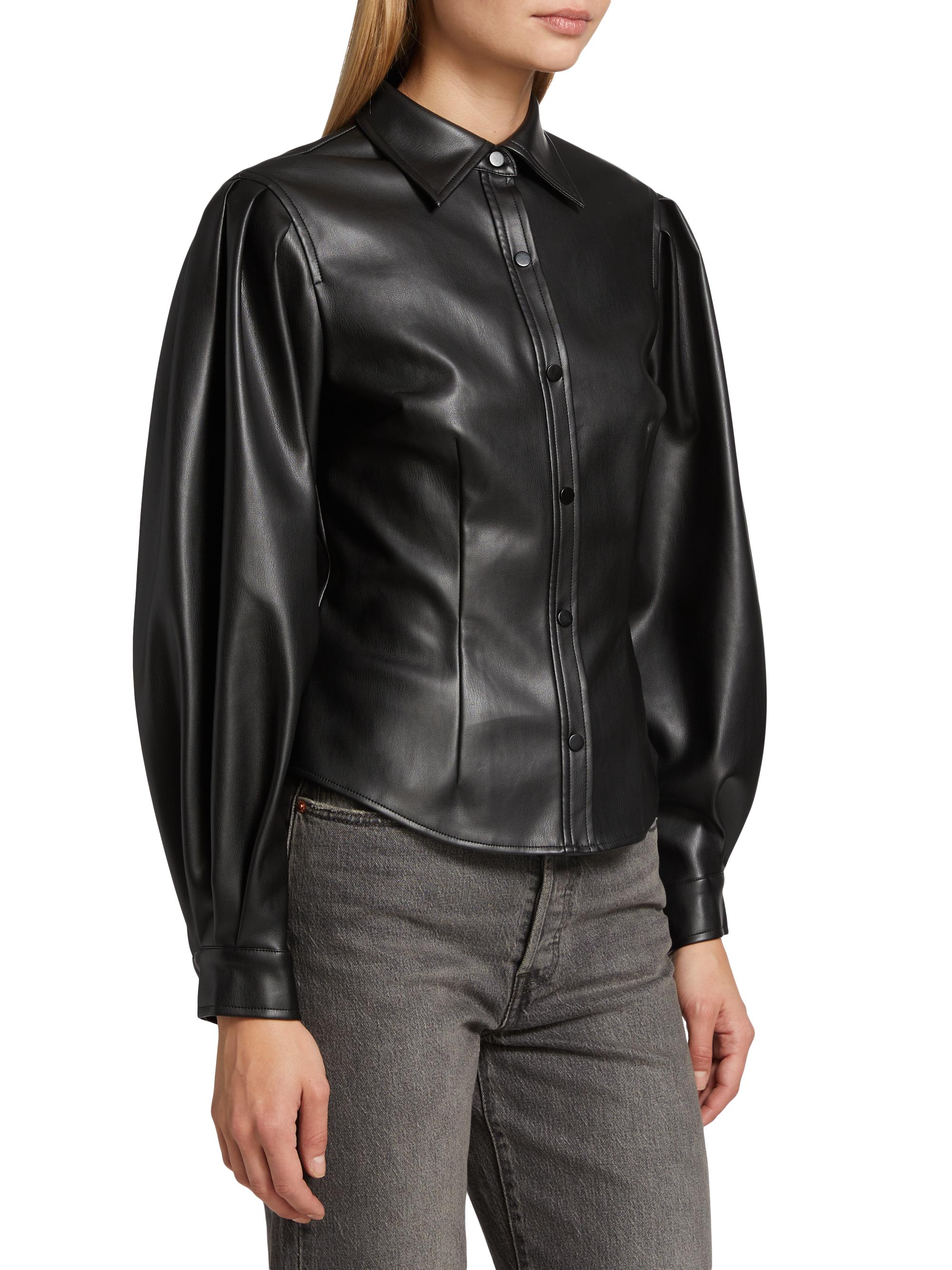 Shop En Saison Dawn Faux Leather Top | Saks Fifth Avenue