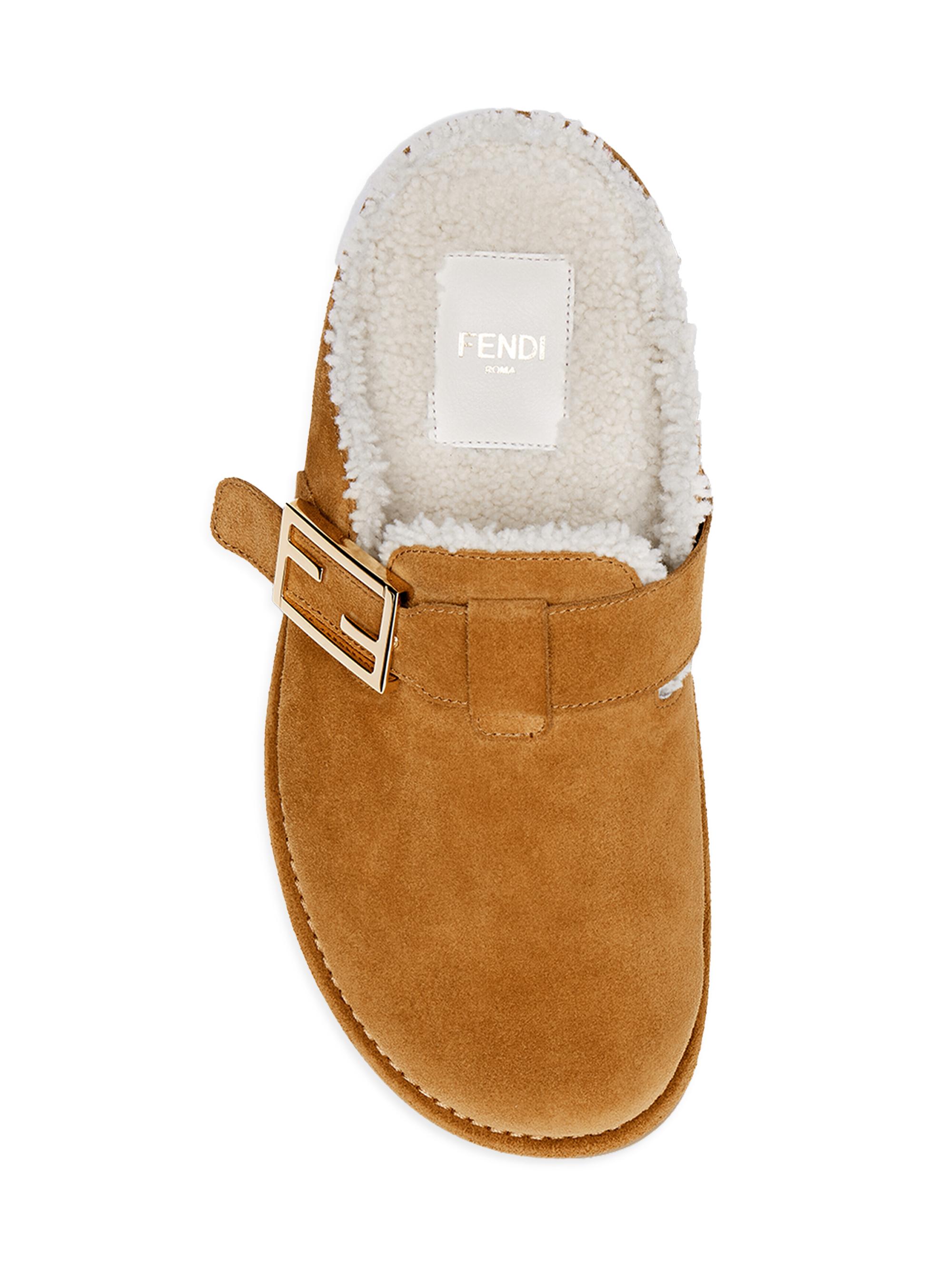 Shop Fendi Fendi Feel 20MM Suede & Shearling Clogs | Saks Fifth Avenue