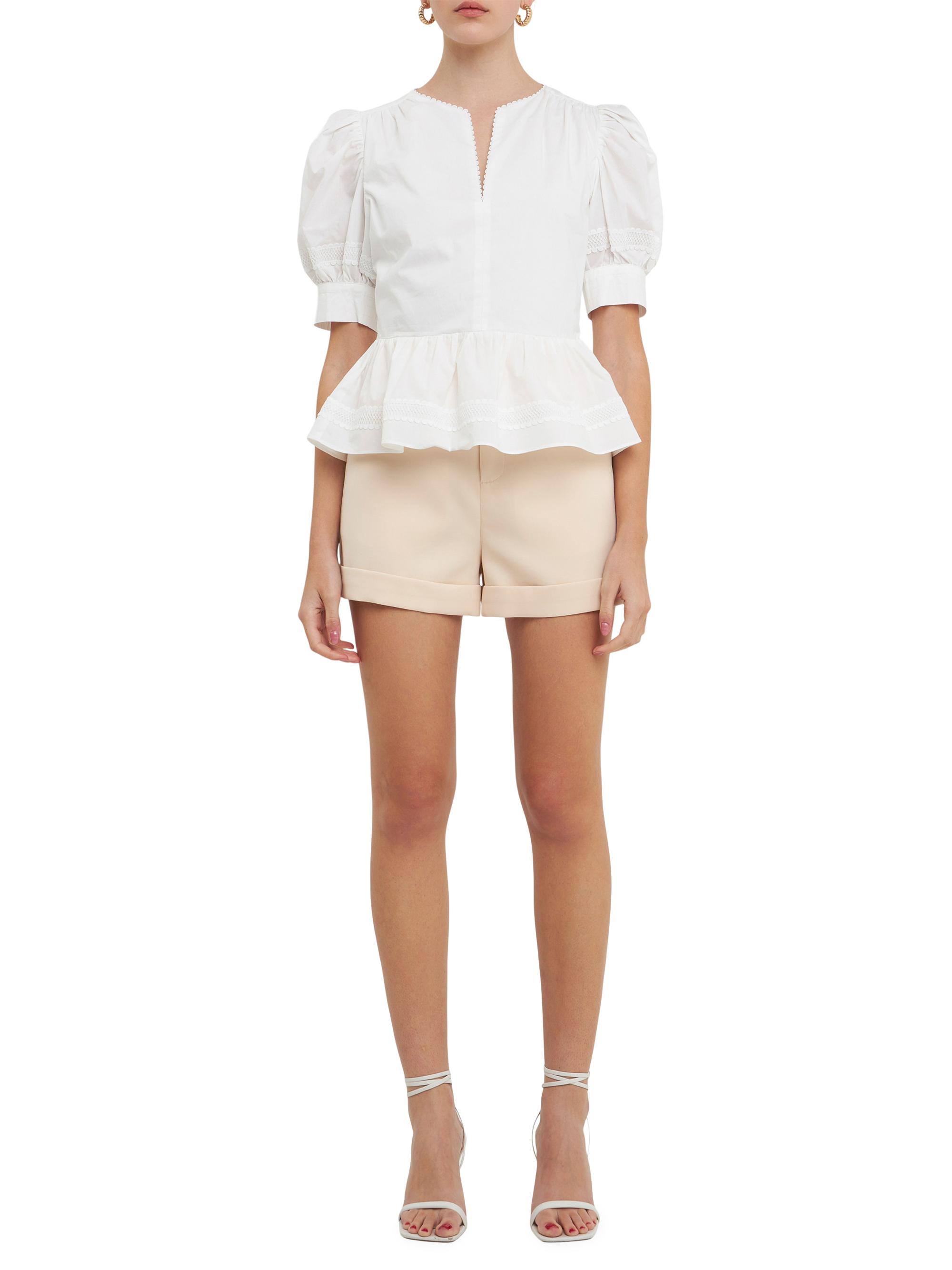 Shop Endless Rose Placket Lace Trim Baby Doll Top | Saks Fifth Avenue