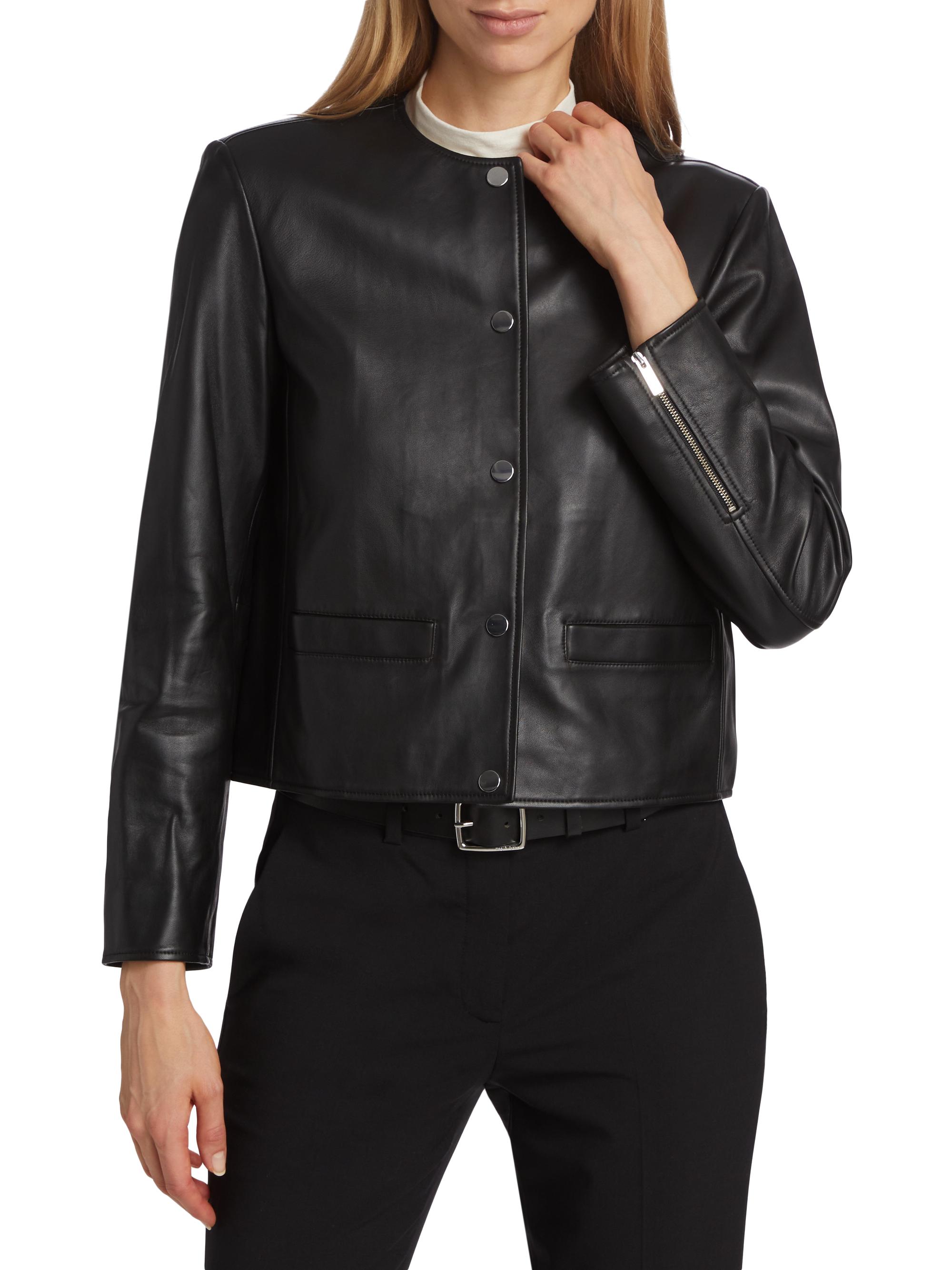 Shop Theory Leather Crop Jacket | Saks Fifth Avenue