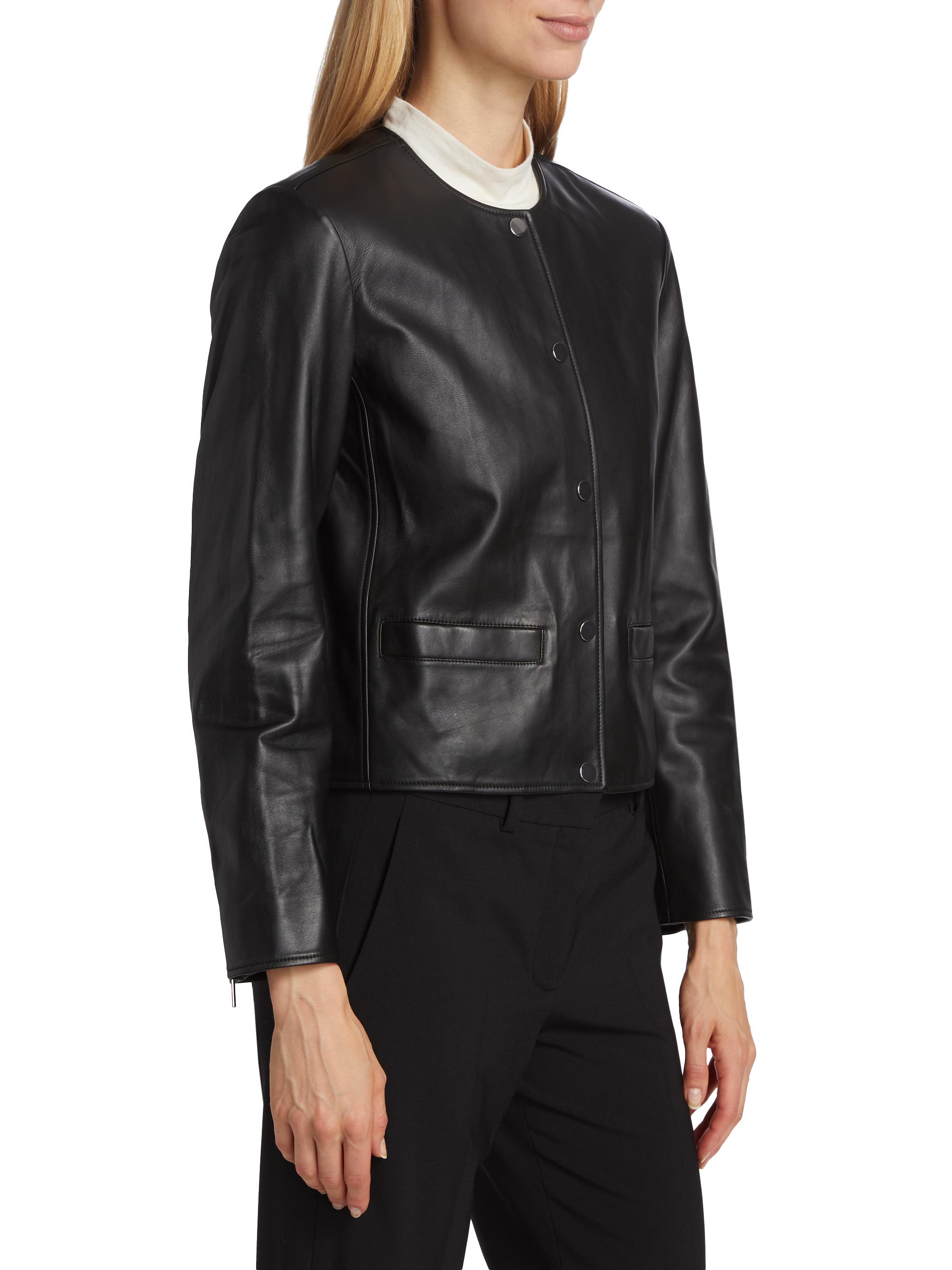 Shop Theory Leather Crop Jacket | Saks Fifth Avenue