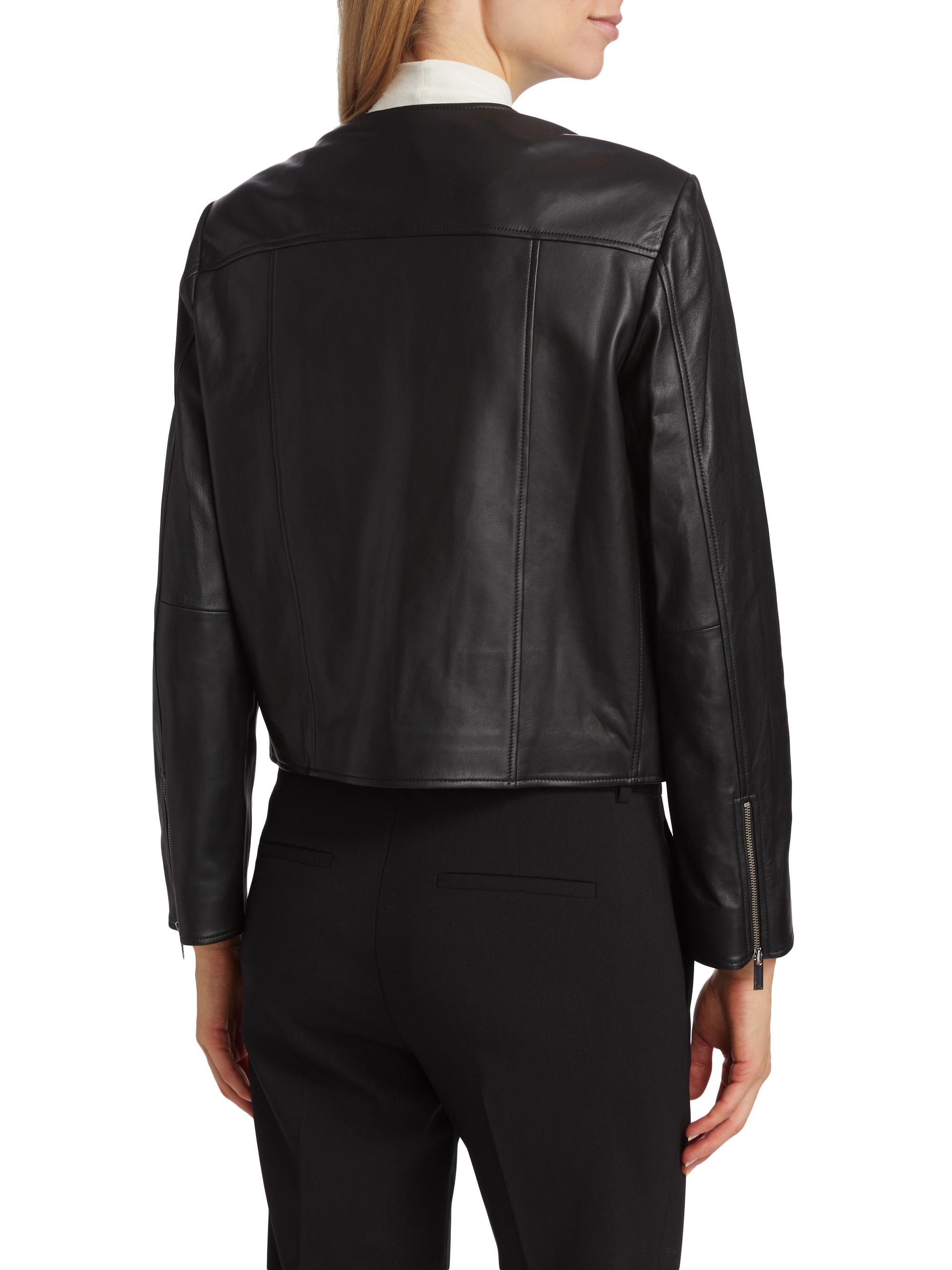 Shop Theory Leather Crop Jacket | Saks Fifth Avenue
