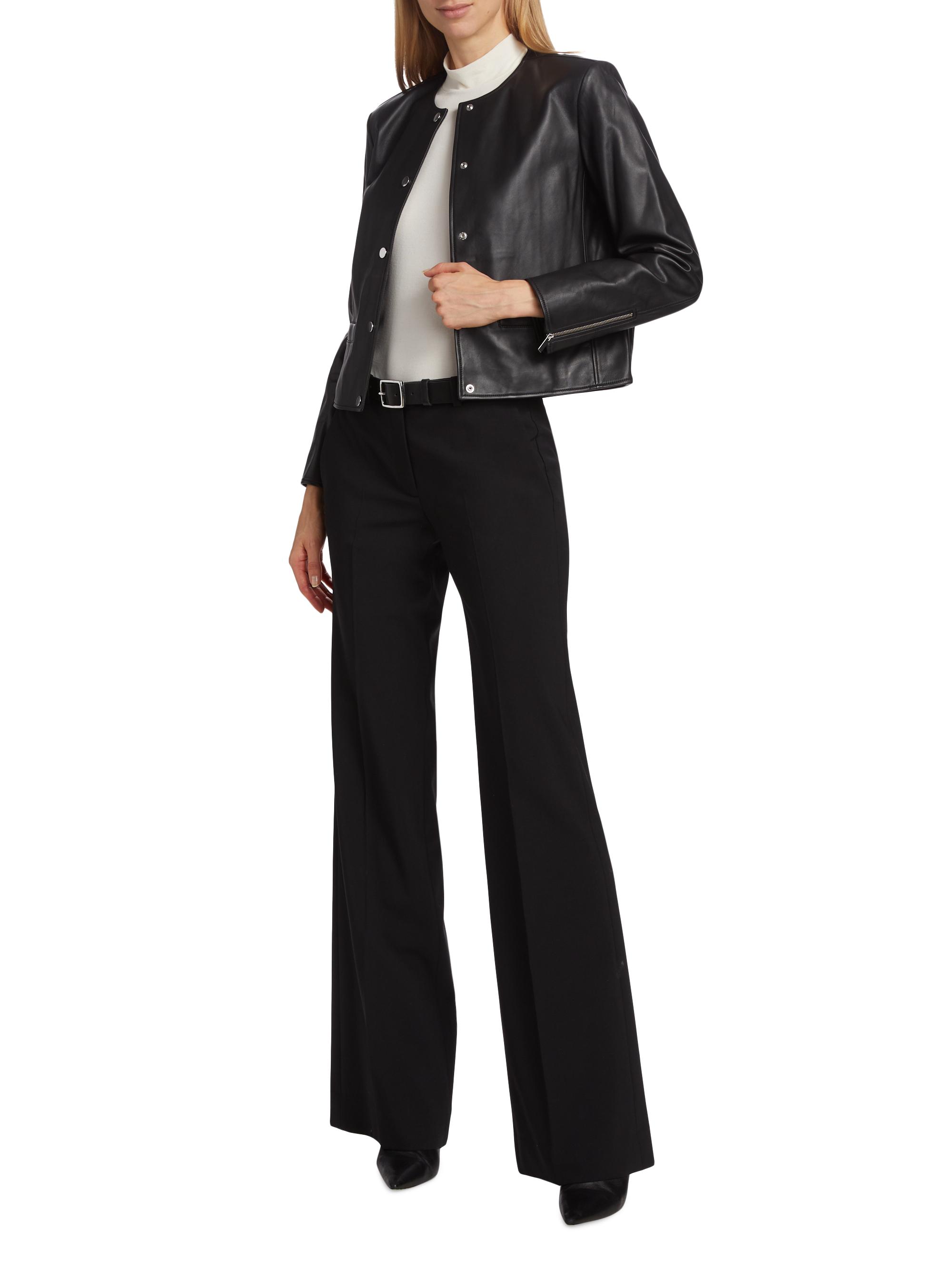 Shop Theory Leather Crop Jacket | Saks Fifth Avenue