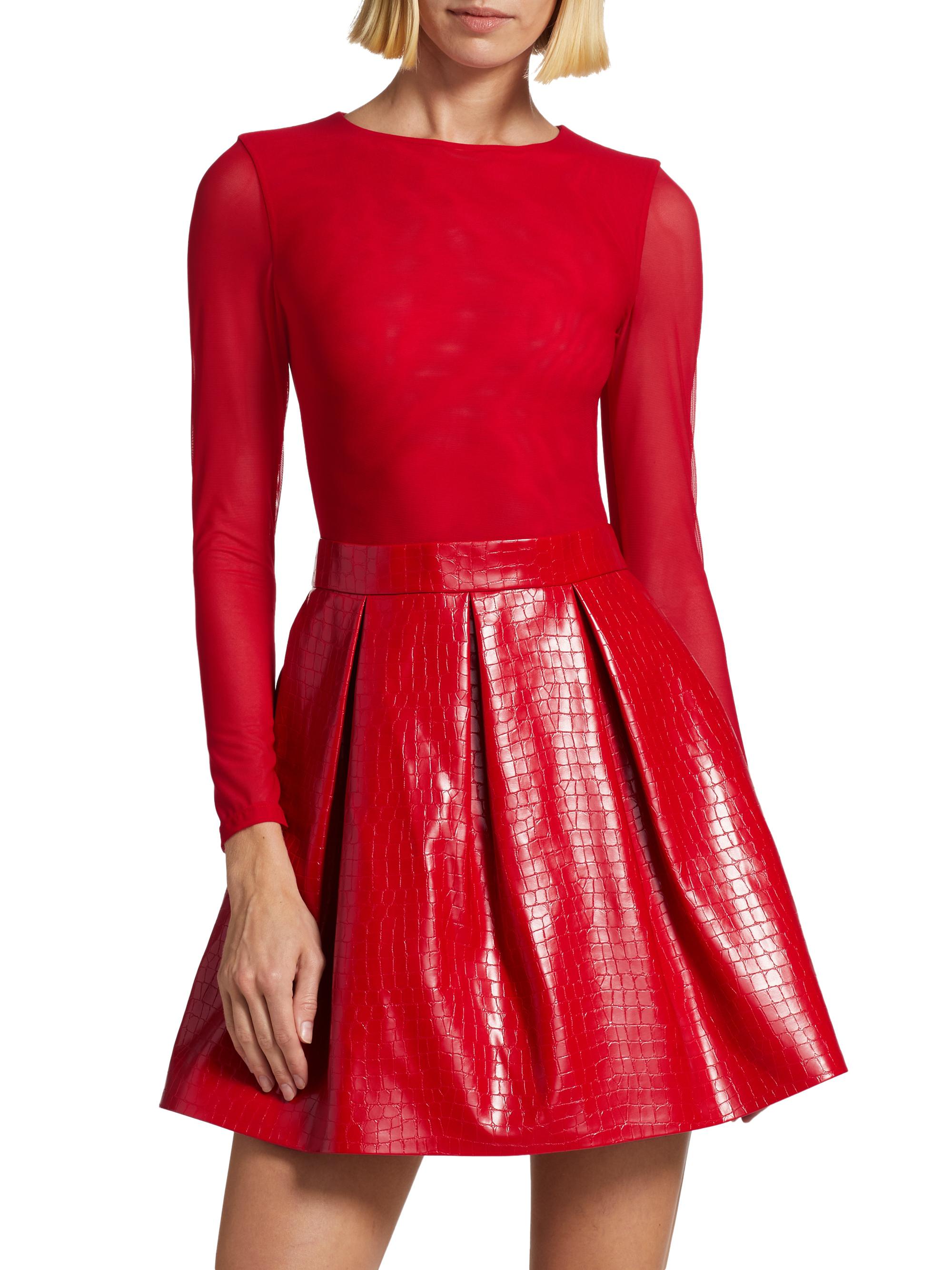 Shop Alice + Olivia Chara Faux Croc Mini Dress | Saks Fifth Avenue