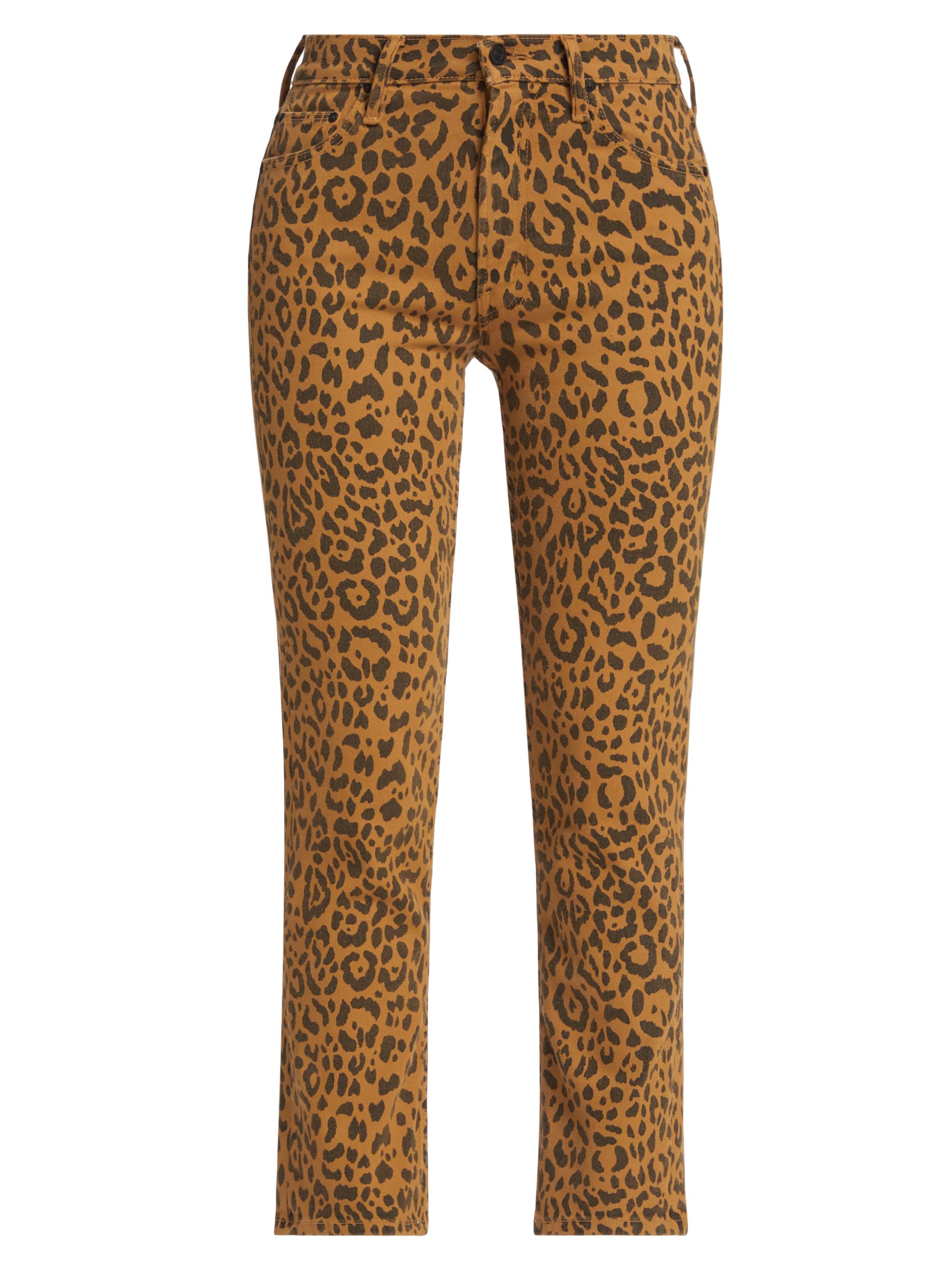 Shop Mother The Rider Leopard Mid-Rise Crop Jeans | Saks Fifth Avenue