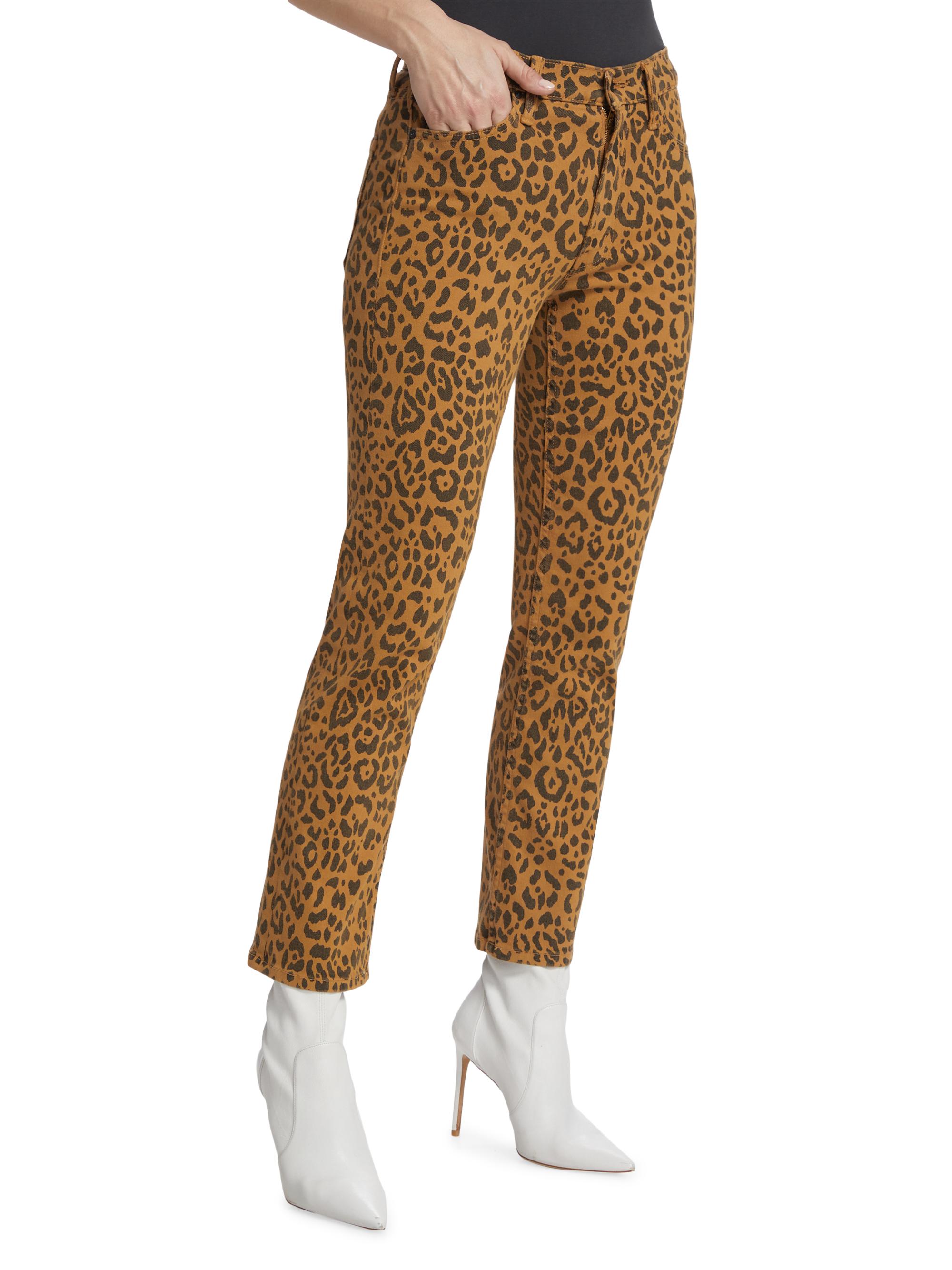 Shop Mother The Rider Leopard Mid-Rise Crop Jeans | Saks Fifth Avenue
