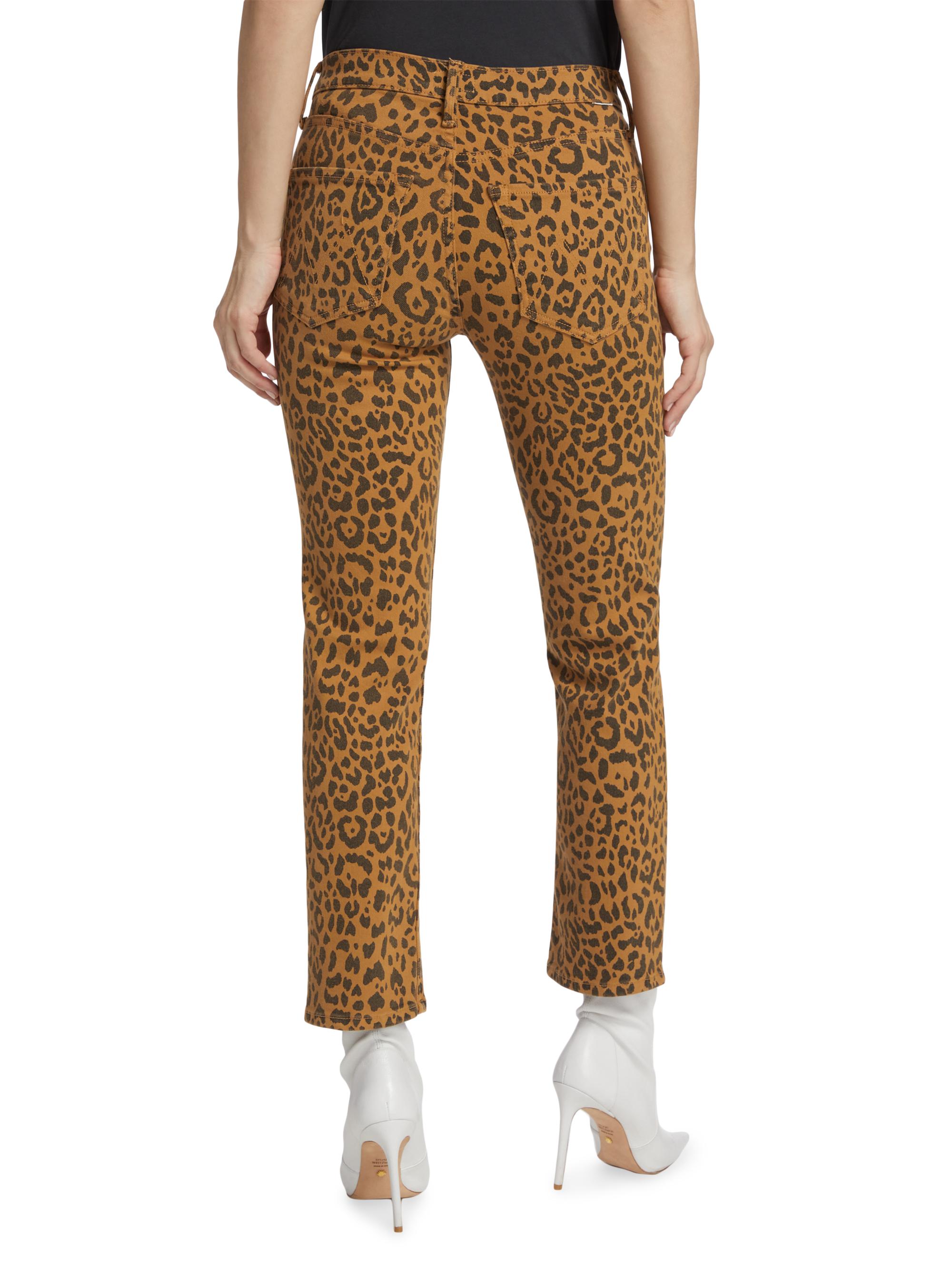 Shop Mother The Rider Leopard Mid-Rise Crop Jeans | Saks Fifth Avenue