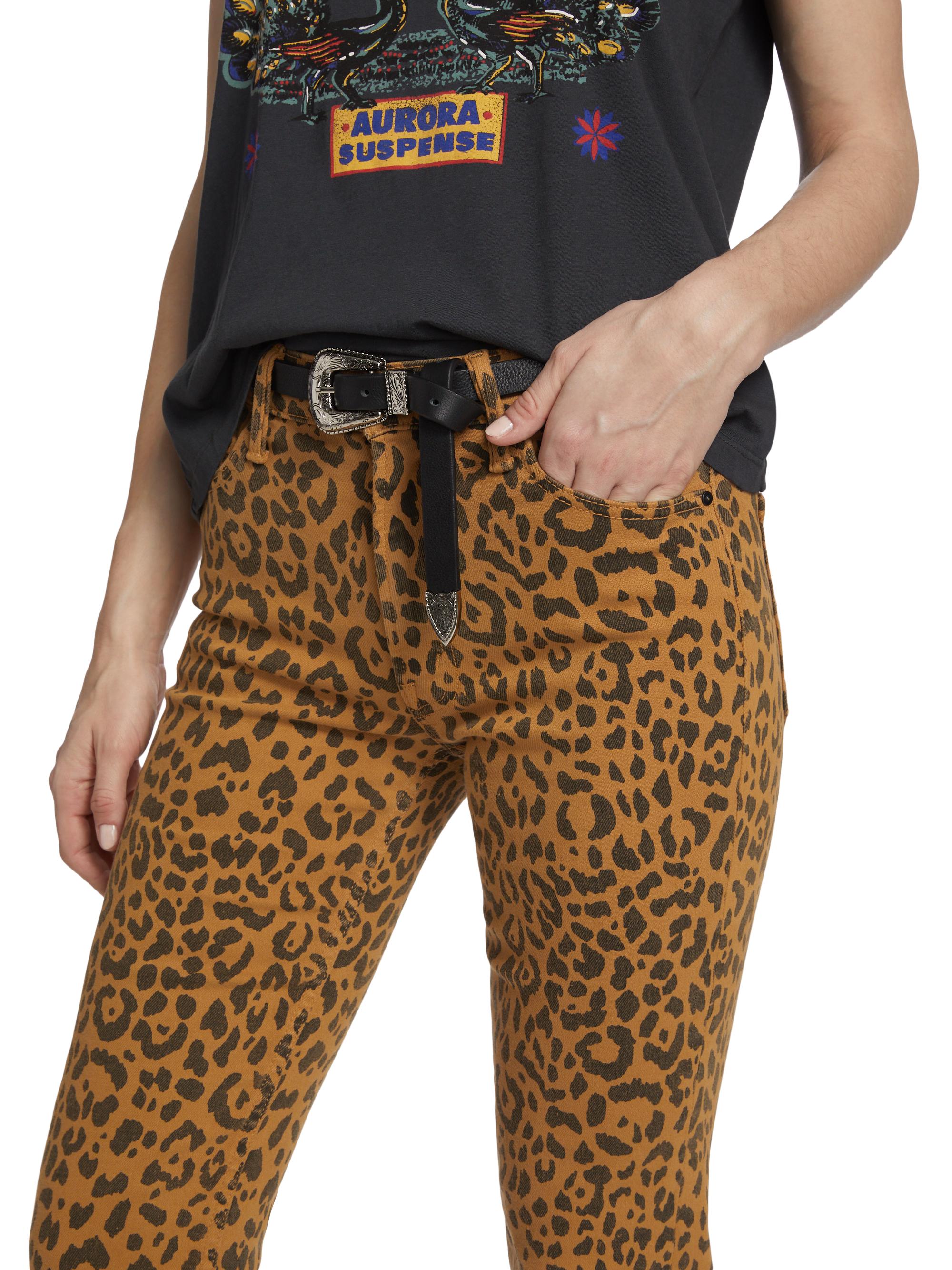 Shop Mother The Rider Leopard Mid-Rise Crop Jeans | Saks Fifth Avenue