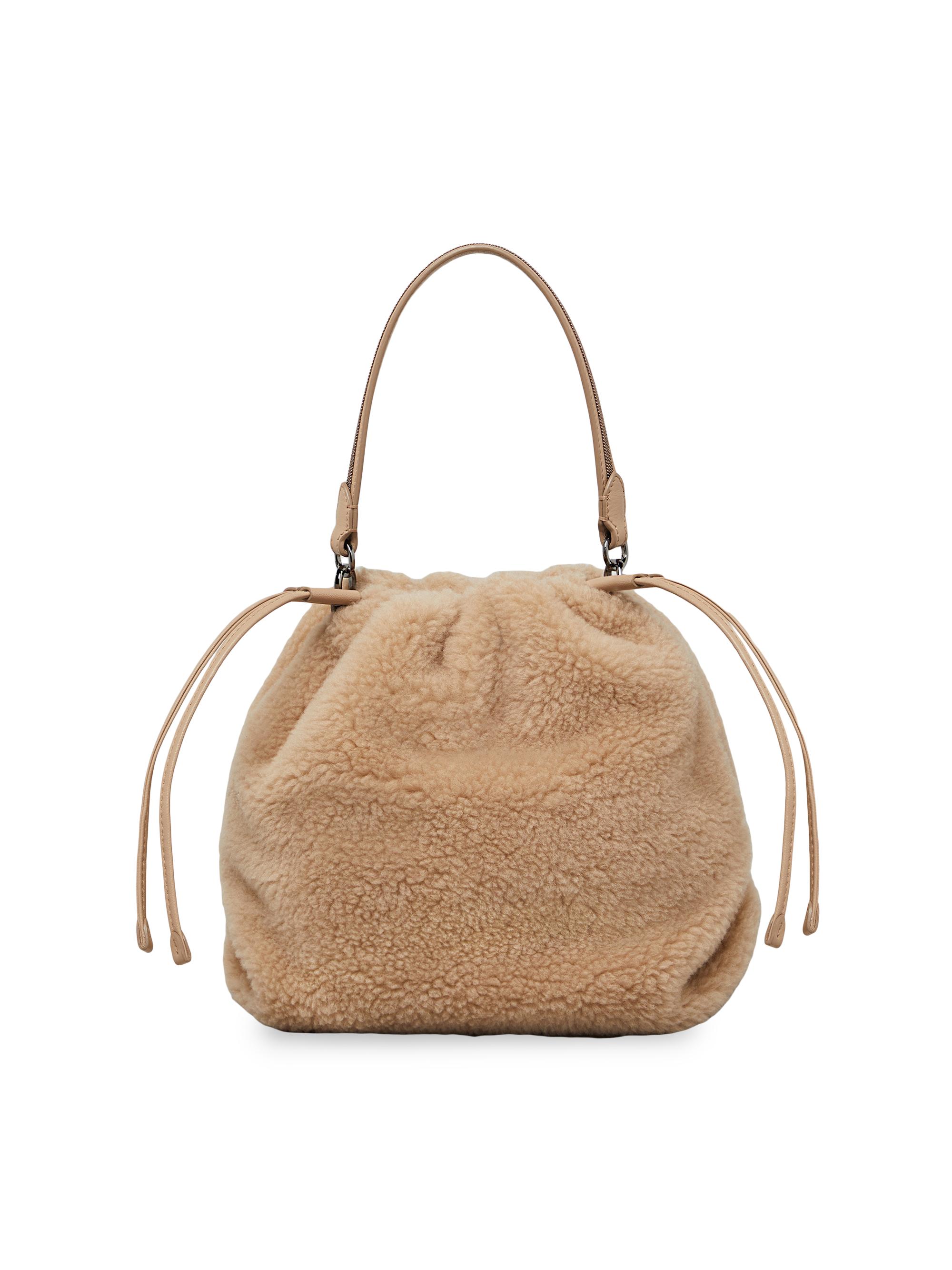 Shop Brunello Cucinelli Fleecy Virgin Wool And Cashmere Bucket Bag With ...